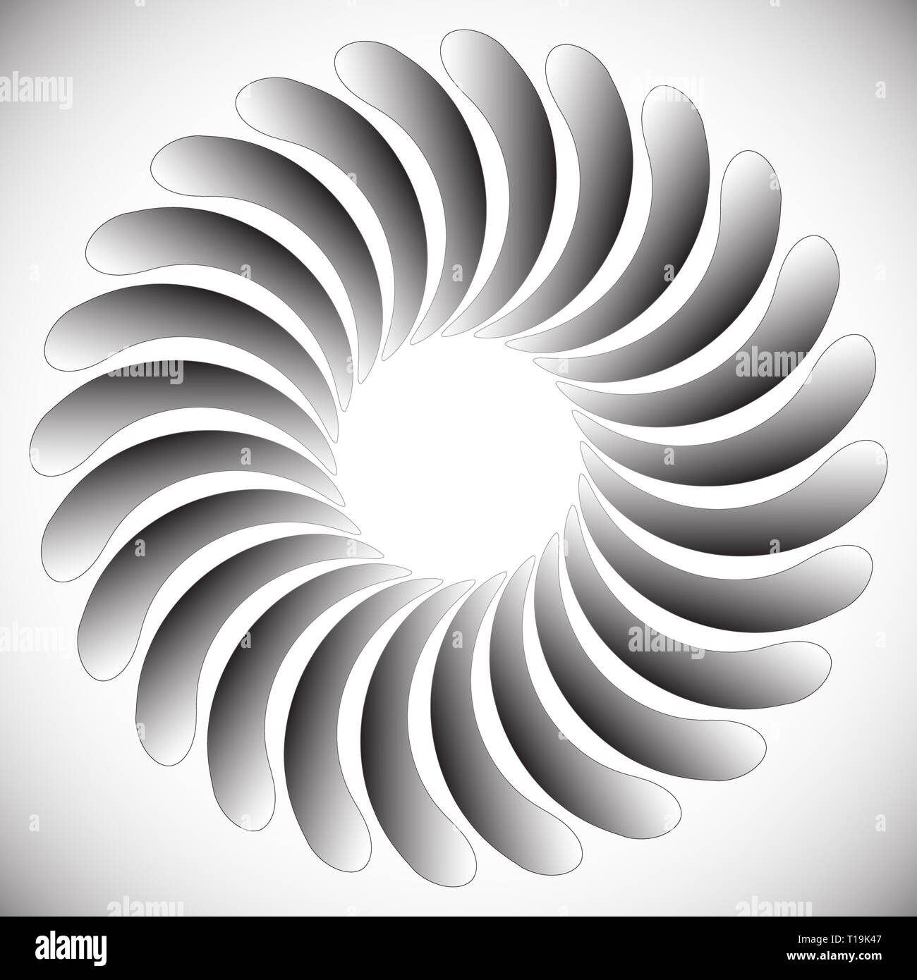 Abstract spinning, twirling graphics with rotating shapes. Spiraling, swirling element Stock ...