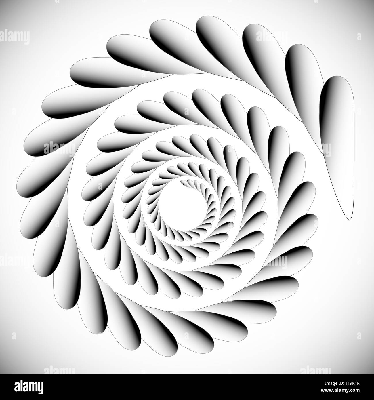 Abstract spinning, twirling graphics with rotating shapes. Spiraling ...