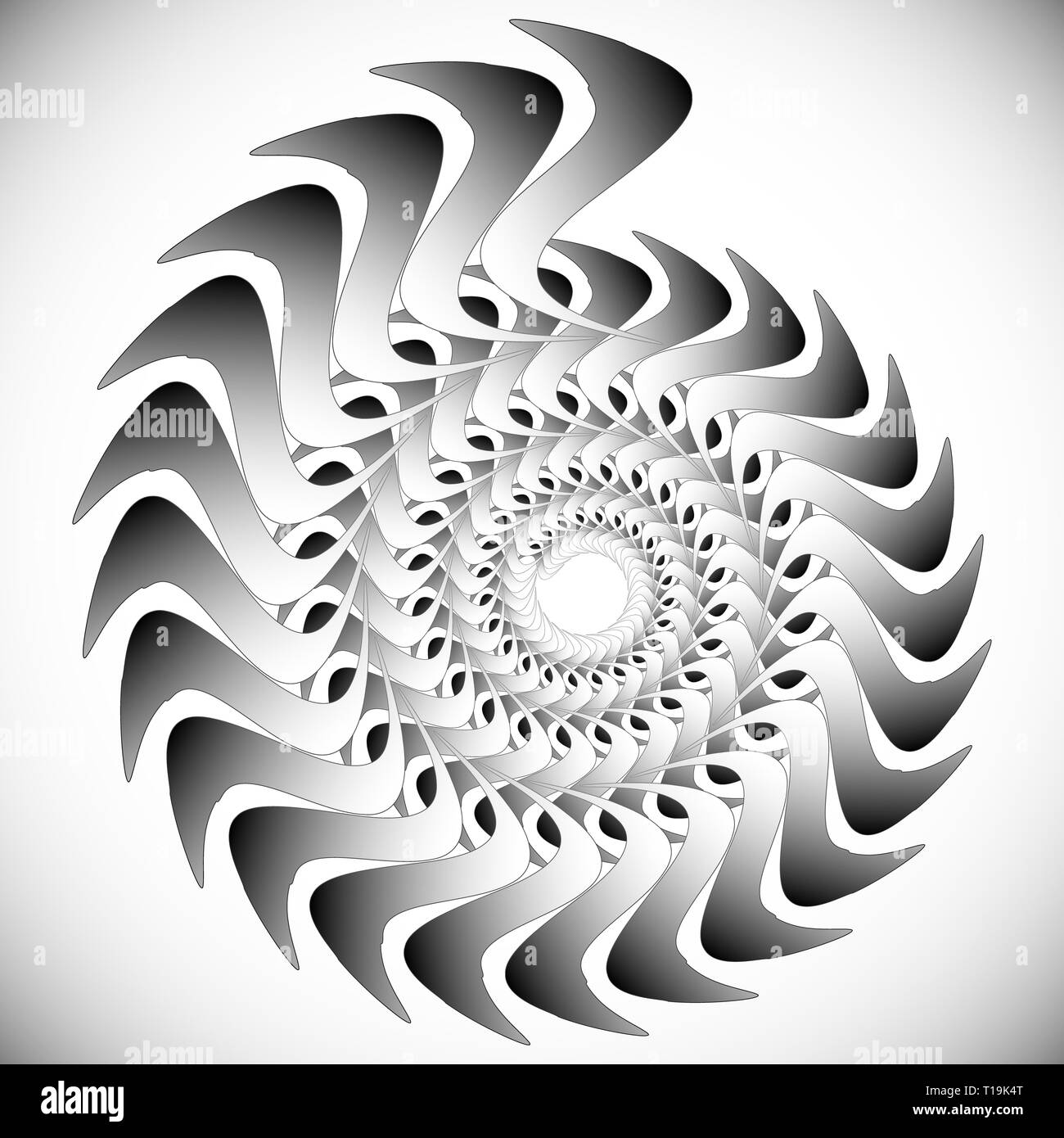 Abstract spinning, twirling graphics with rotating shapes. Spiraling, swirling element Stock ...