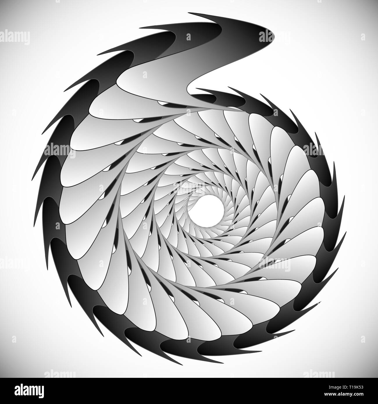 Abstract spinning, twirling graphics with rotating shapes. Spiraling ...