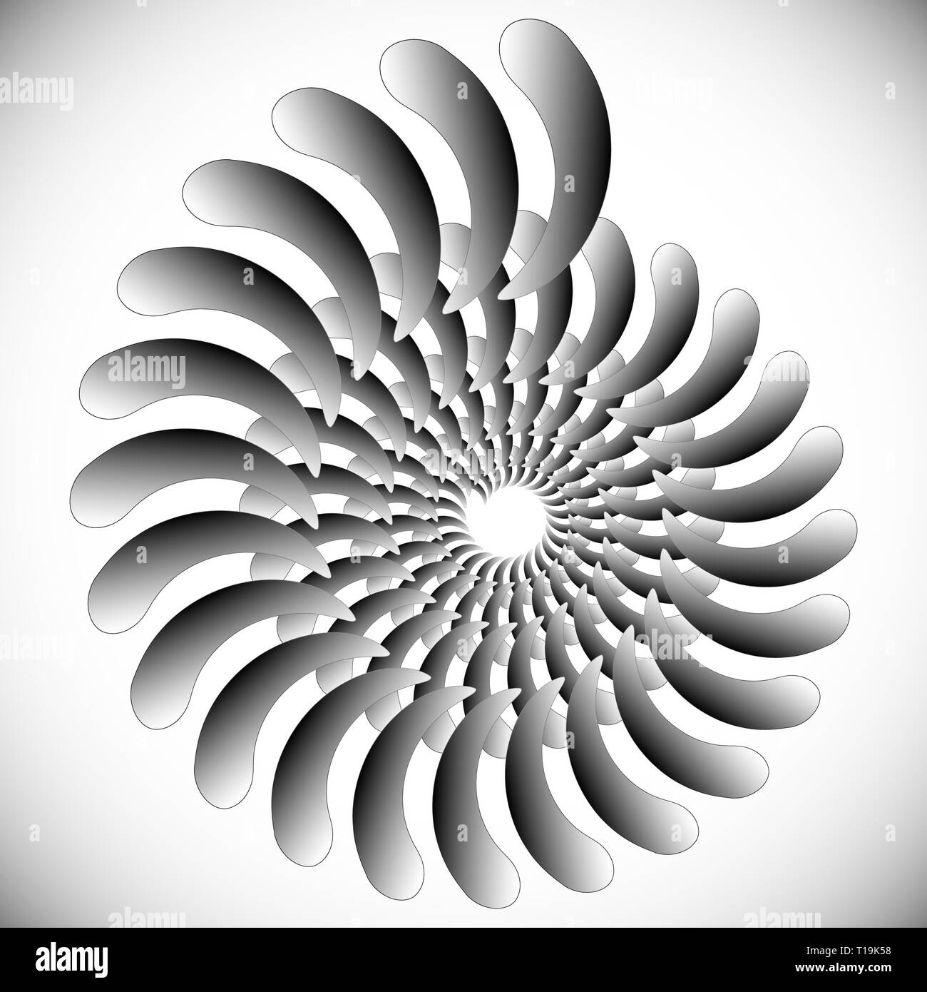 Abstract spinning, twirling graphics with rotating shapes. Spiraling ...