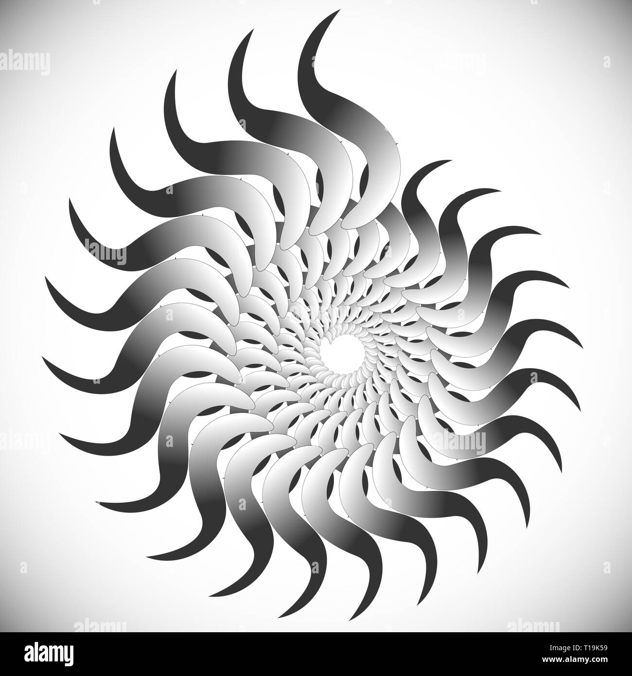 Abstract spinning, twirling graphics with rotating shapes. Spiraling ...