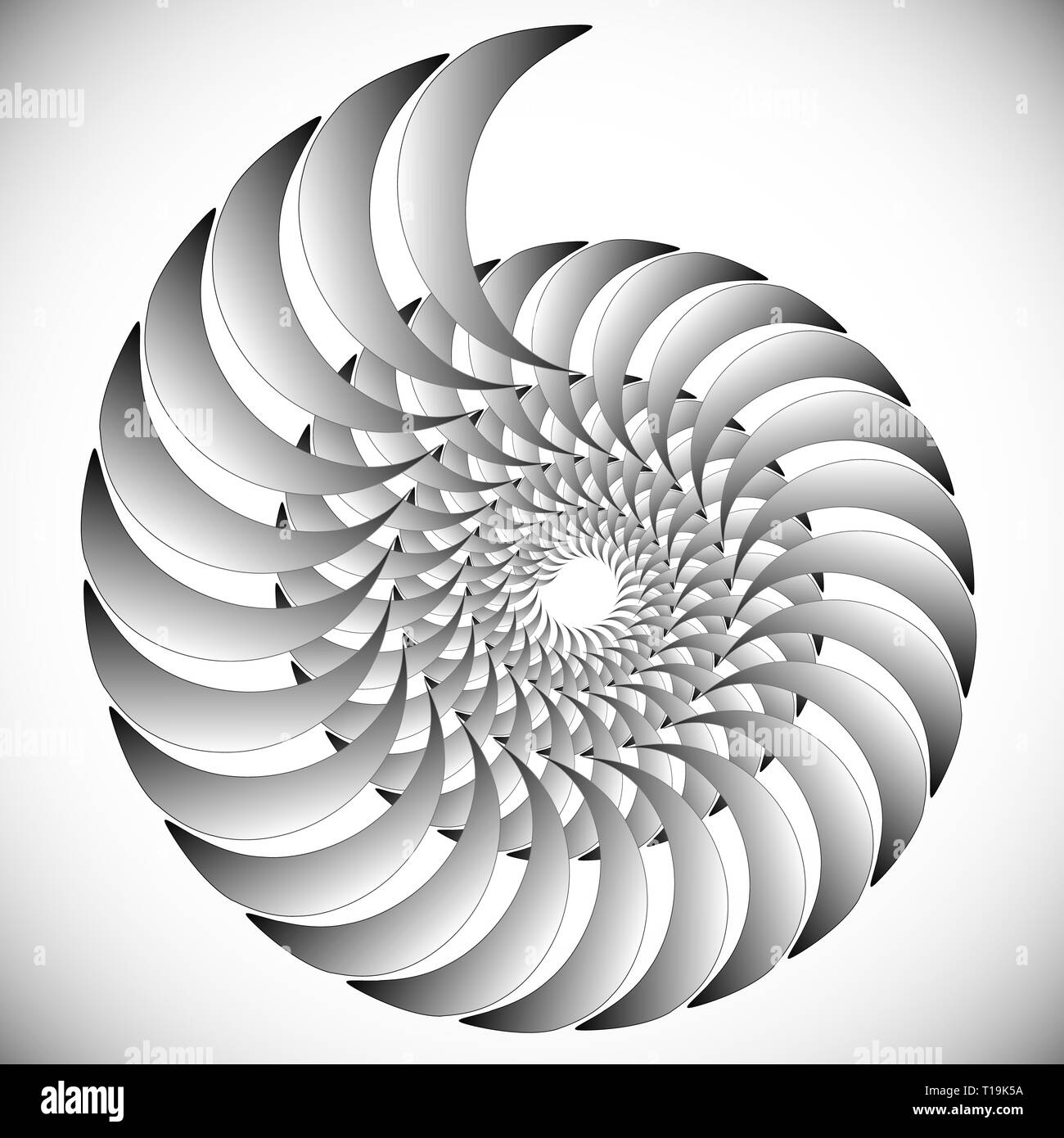 Abstract spinning, twirling graphics with rotating shapes. Spiraling ...