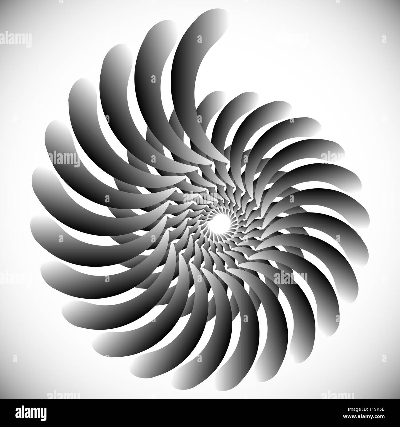 Abstract spinning, twirling graphics with rotating shapes. Spiraling ...