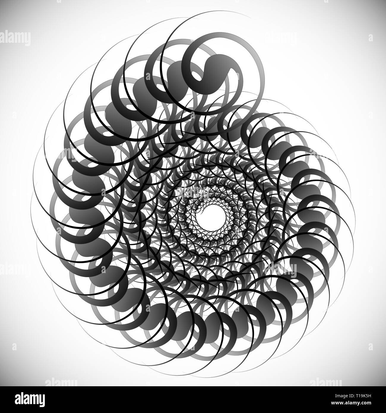 Abstract spinning, twirling graphics with rotating shapes. Spiraling ...