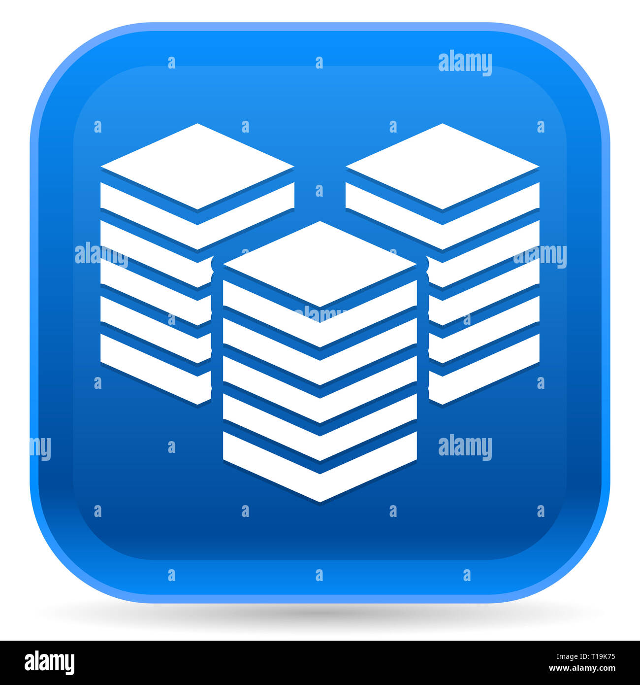 Icon with Layered Tower Symbol for Webhosting, Server, Database ...