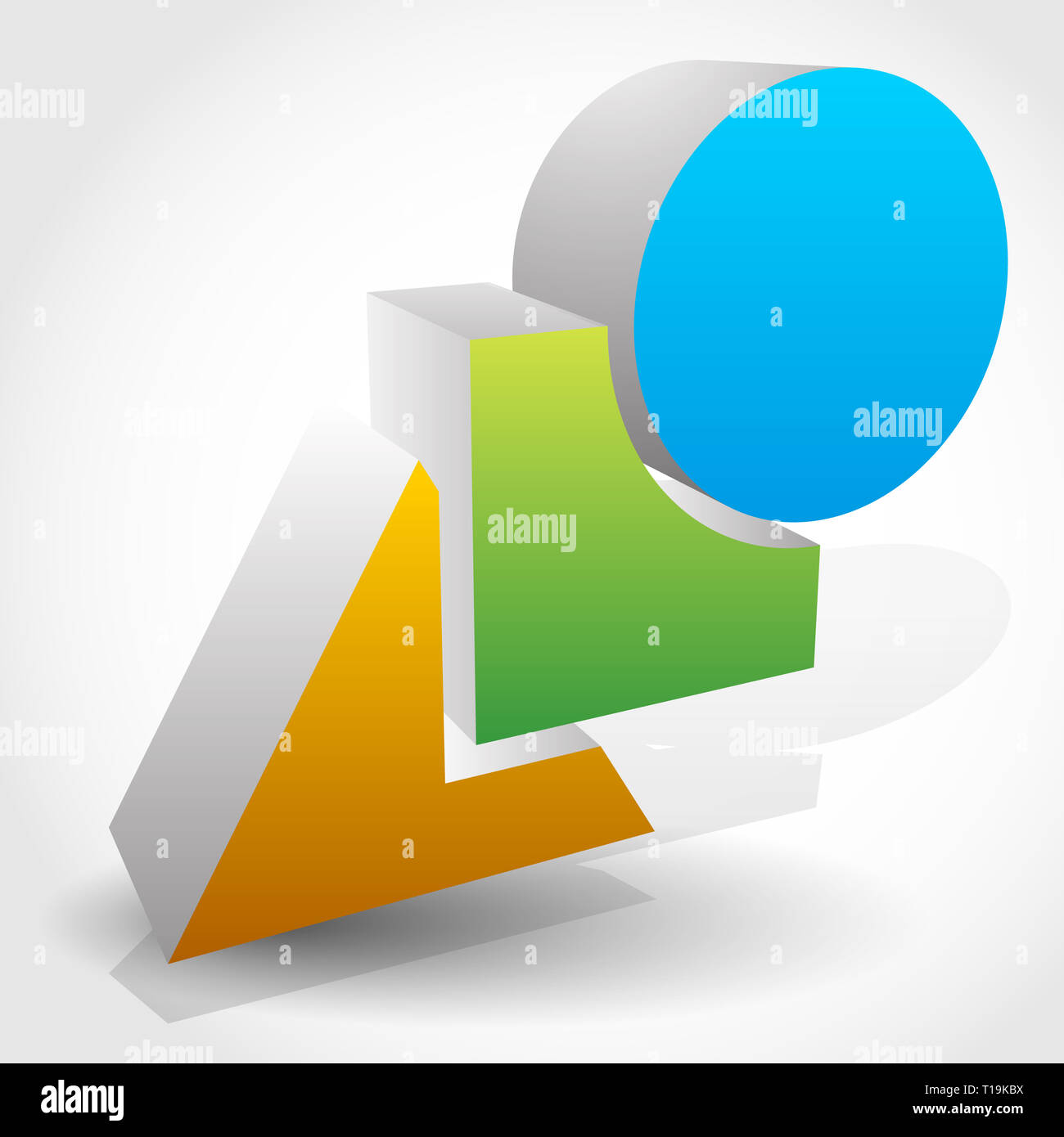 Basic shapes 3d graphics with transparent shadows Stock Photo - Alamy