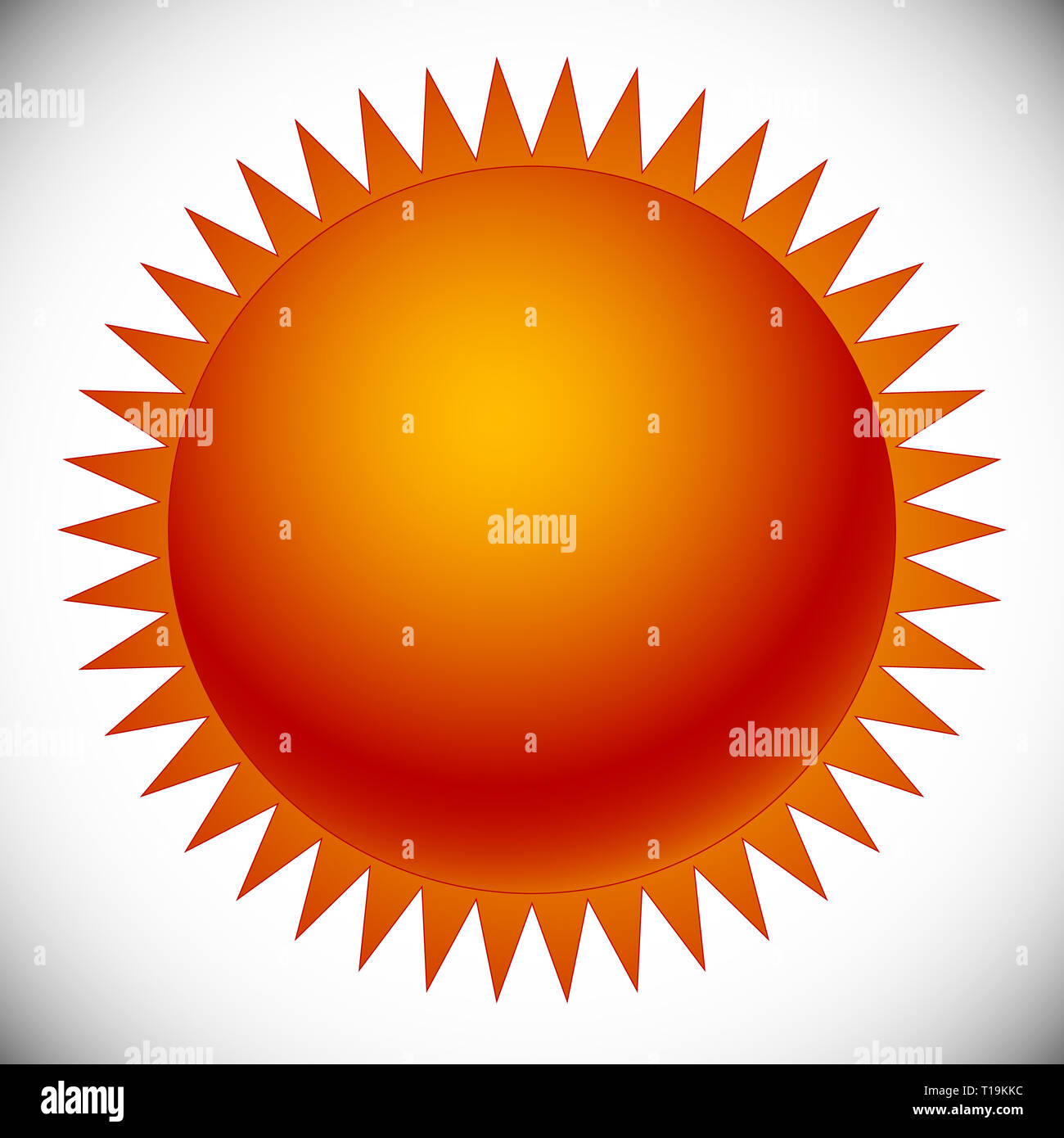 Orange-red sun shape isolated on white. Editable vector clip-art Stock ...