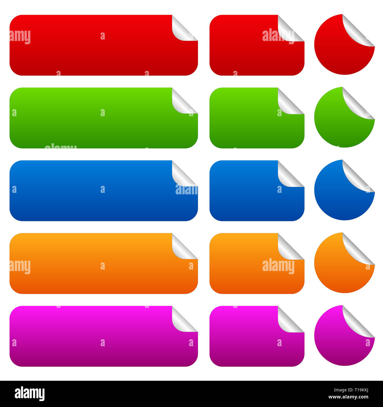 Stickers in different shape with peel Stock Photo - Alamy