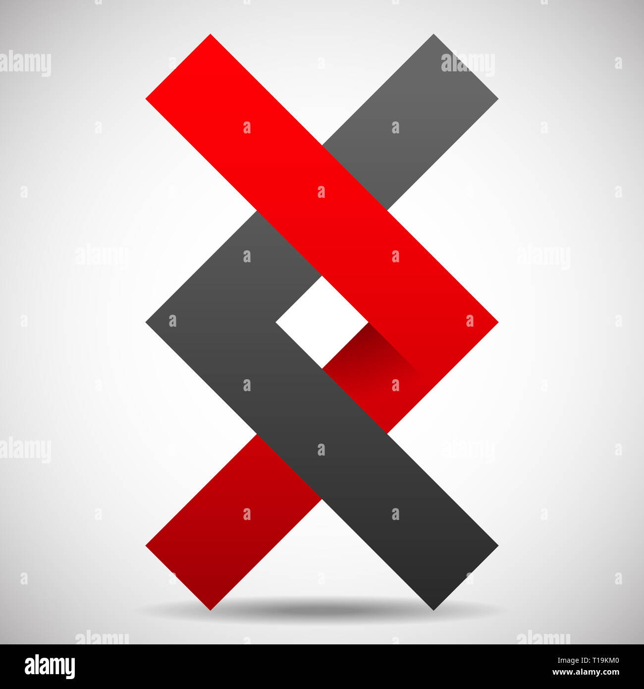 Conjoined vector shapes. Overlapping, intersecting shapes. Strand ...