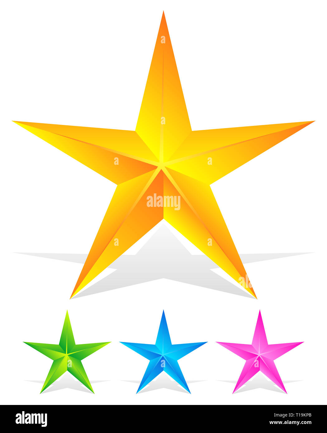 Beveled stars in yellow, green, pink Stock Photo - Alamy