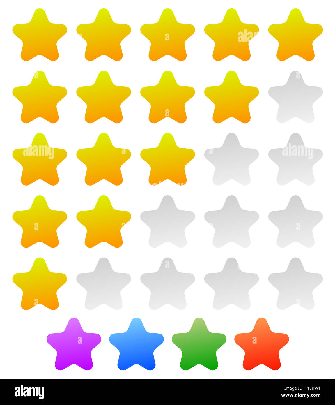 Star rating graphic element for valuation, review, classification ...