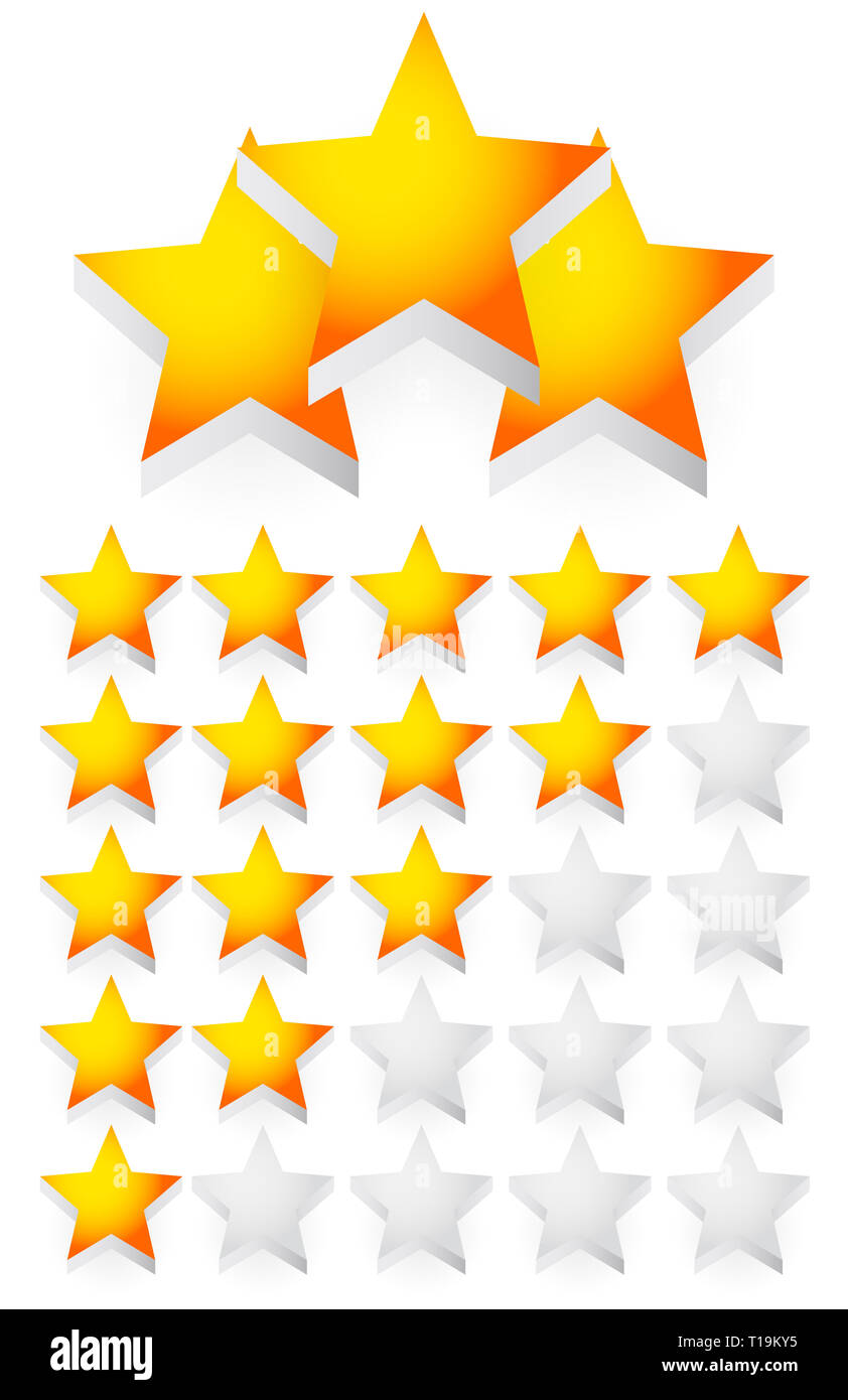 Star composition, star rating, 3D stars Stock Photo - Alamy