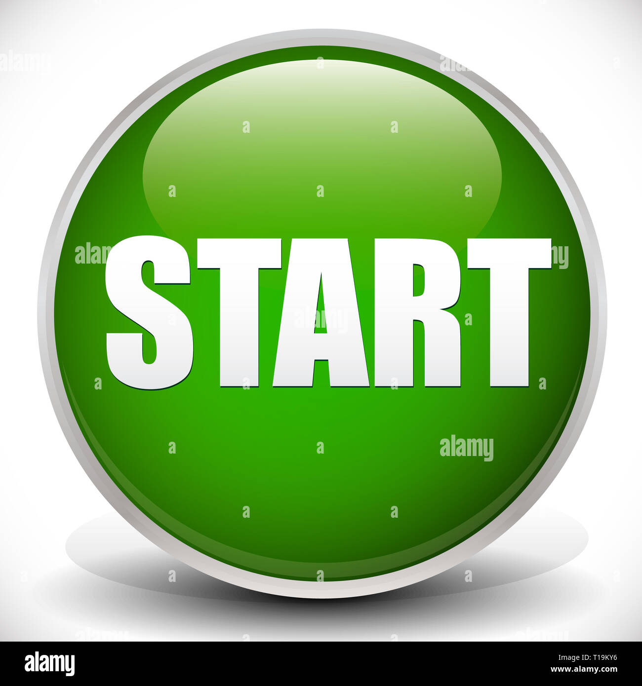 Green button with word "START Stock Photo - Alamy