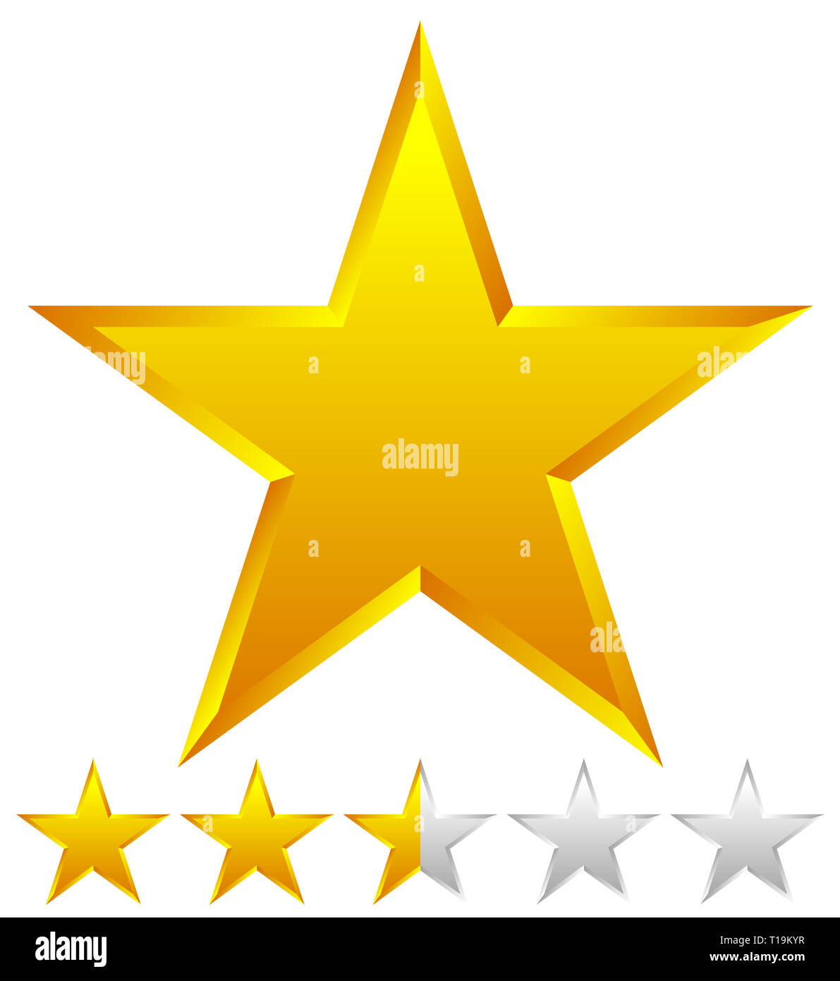 3d beveled star with rating. Vector Illustration Stock Photo - Alamy
