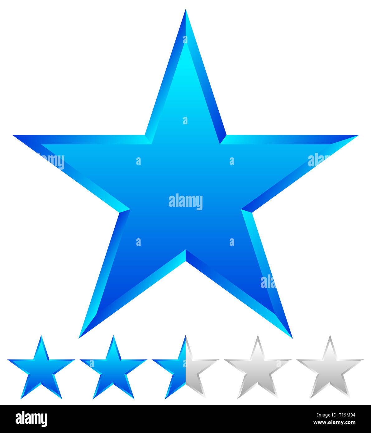 3d beveled star with rating. Vector Illustration Stock Photo - Alamy
