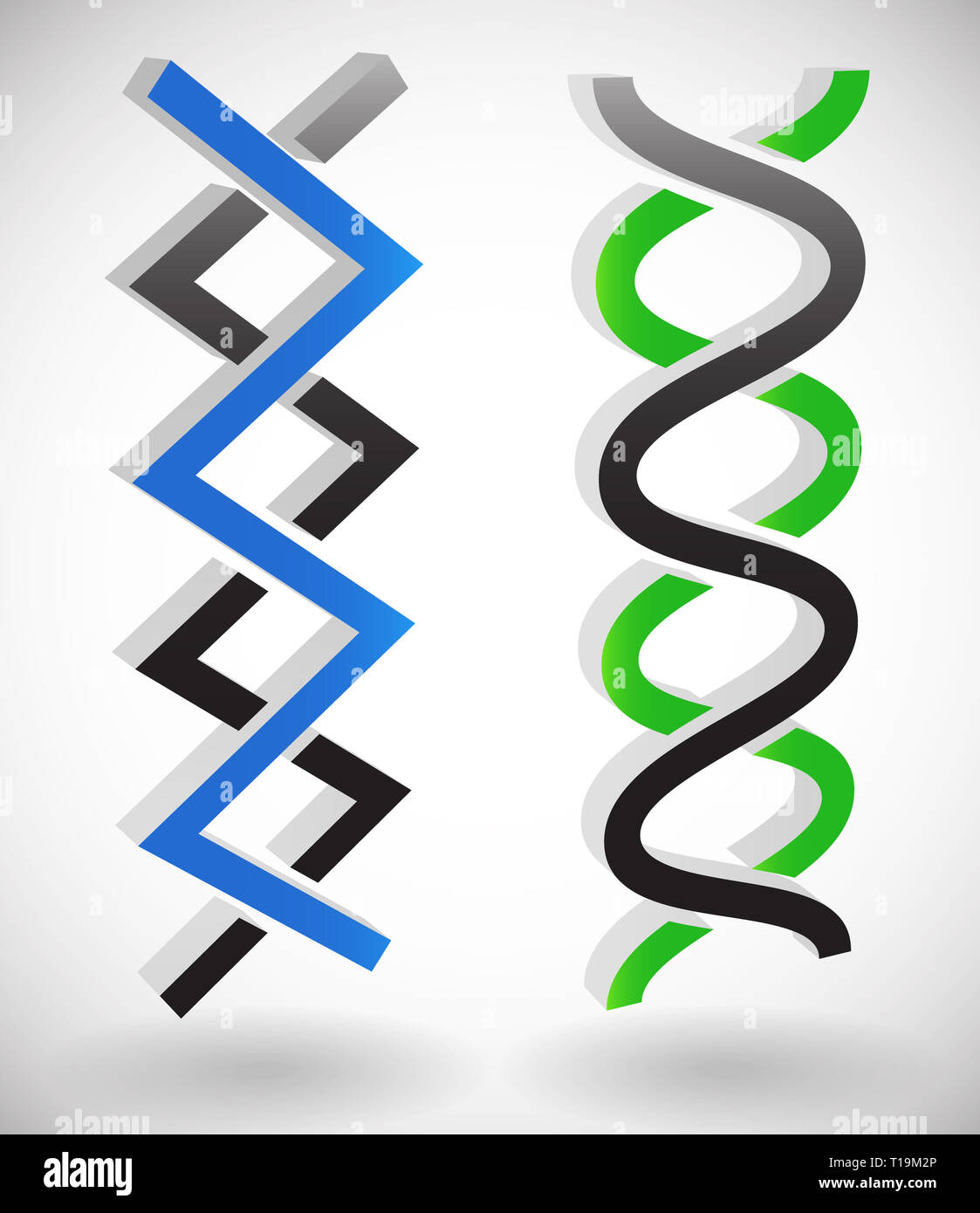 Intersecting lines, DNA strands. Angular and wavy version ...