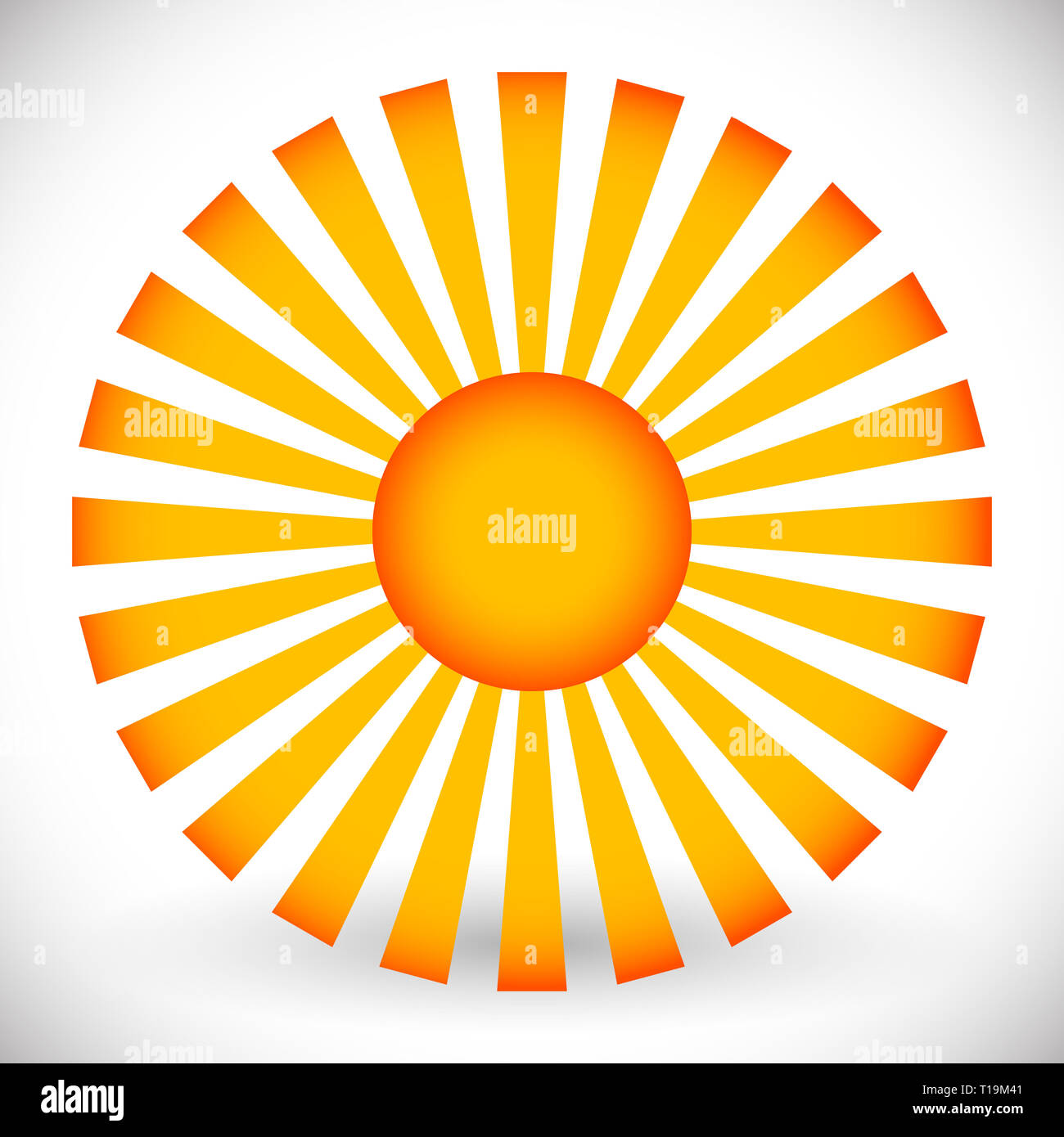 Sun vector clip-art. Sun with rays isolated on white Stock Photo - Alamy
