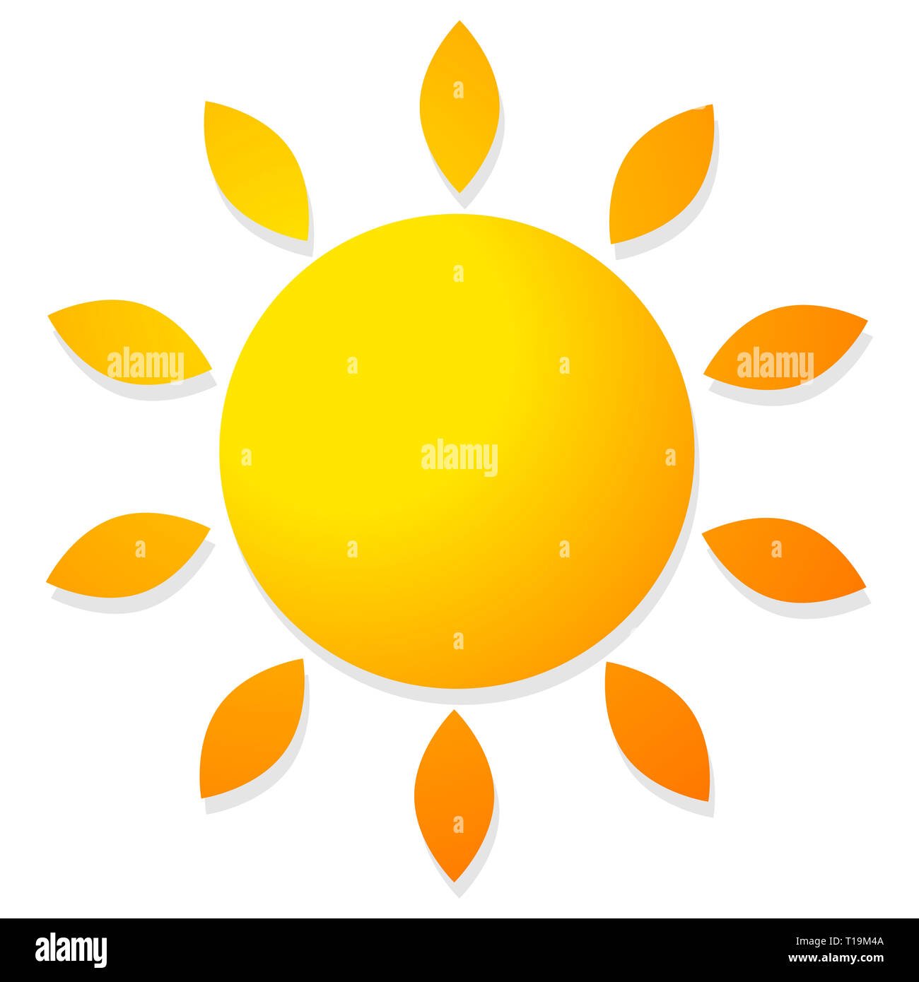 Sun vector graphics. Sun shape isolated on white Stock Photo - Alamy