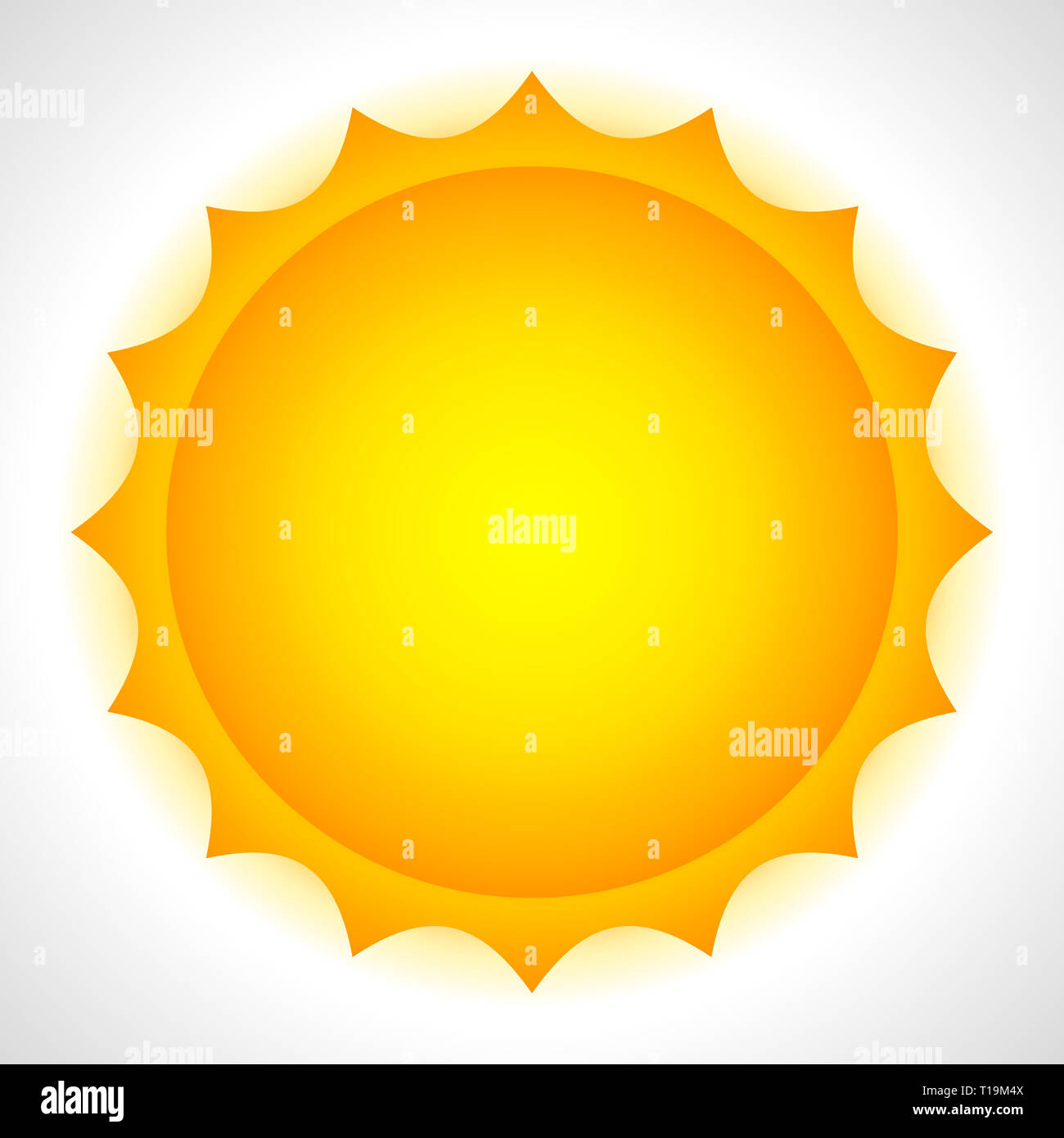 Sun vector. Glowing sun on white. vector illustration Stock Photo - Alamy
