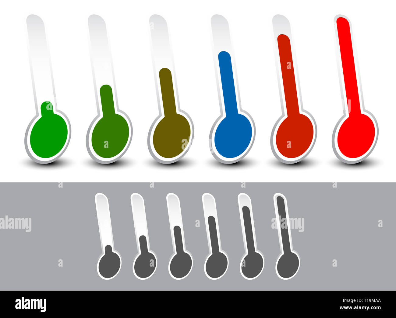 Thermometer set. Vector illustration. Cold, hot temperatures Stock ...
