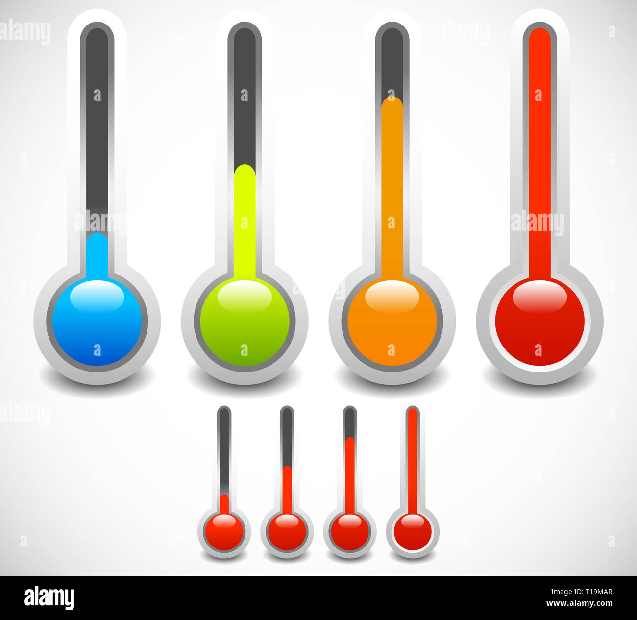 Vector thermometer set. Cold, hot temperature, weather Stock Photo - Alamy