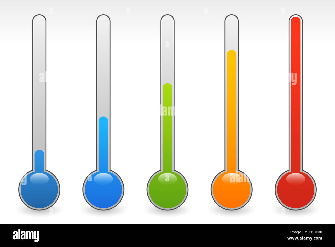 rising thermometer, thermograph set. vector elements. temperature ...