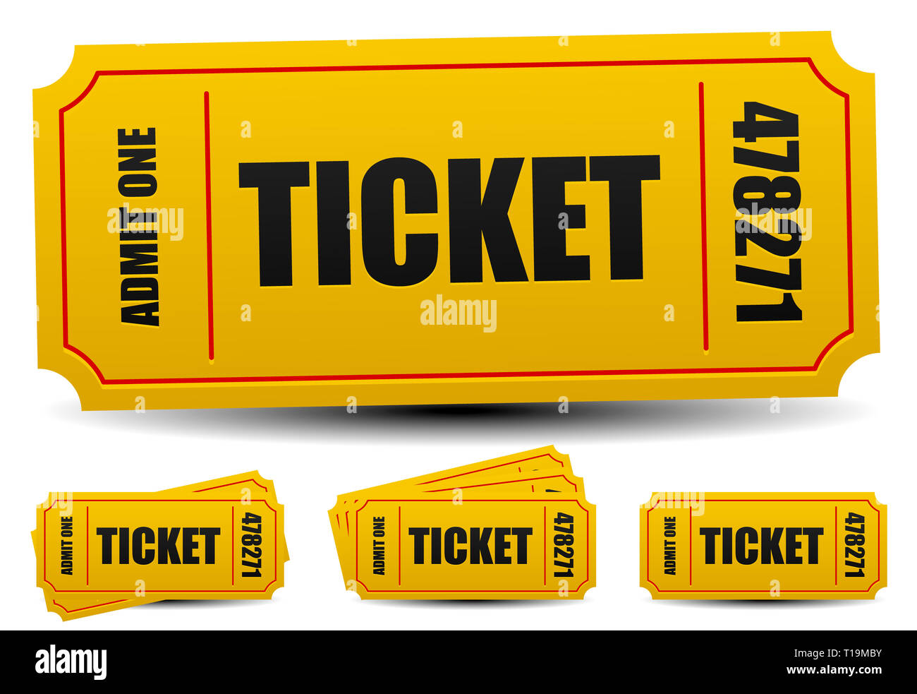 Admit one tickets. 4 compositions. Editable vector Stock Photo - Alamy