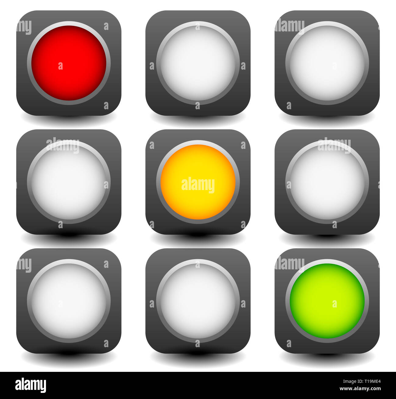 Vector control lights, semaphores or traffic lamps isolated on white ...