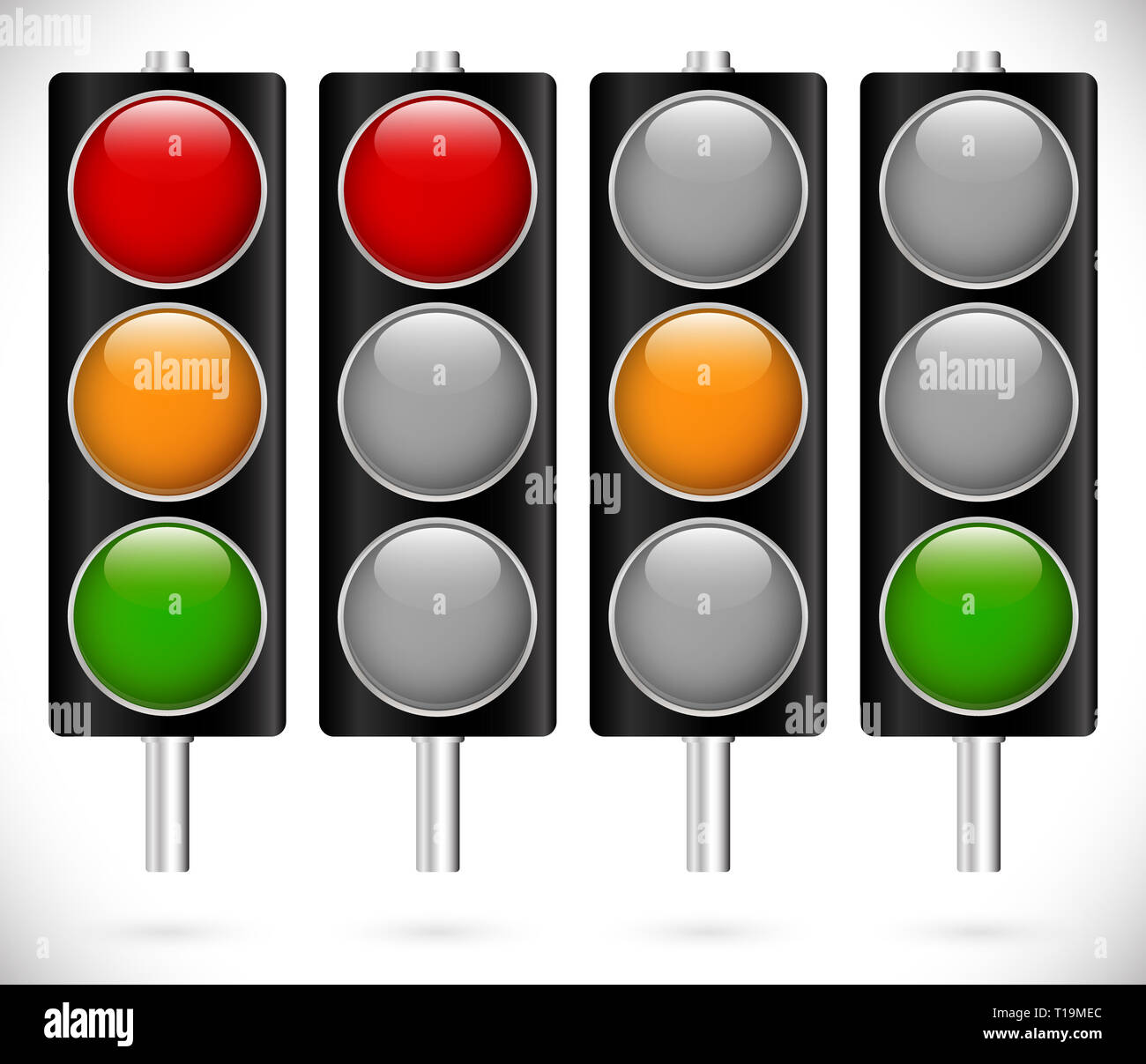 Traffic lamps on metallic poles Stock Photo - Alamy