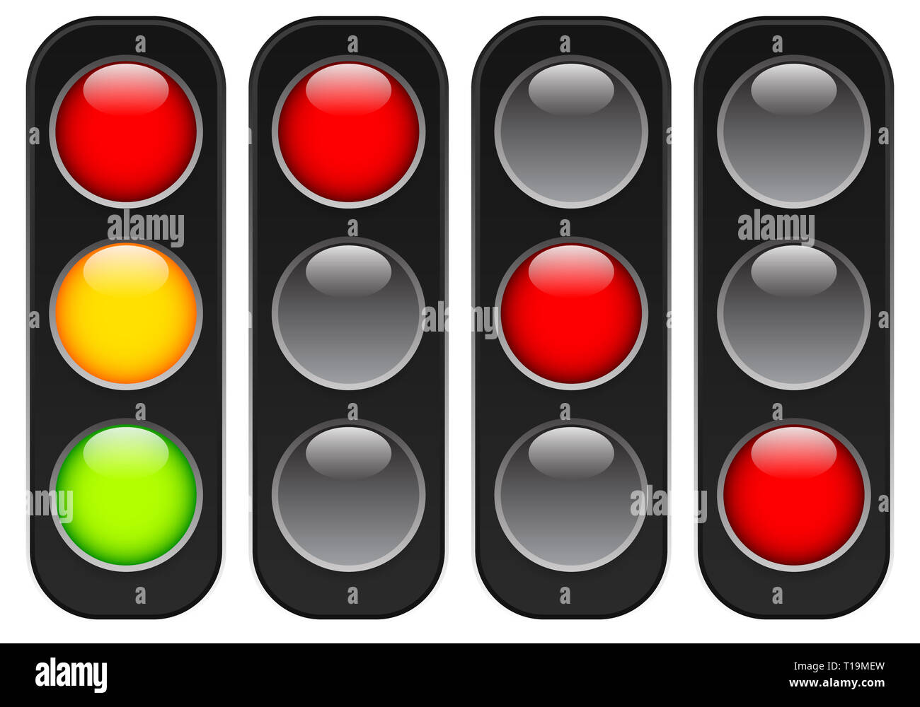 Traffic lamps, lights isolated on white. Control lights. Vector Stock ...