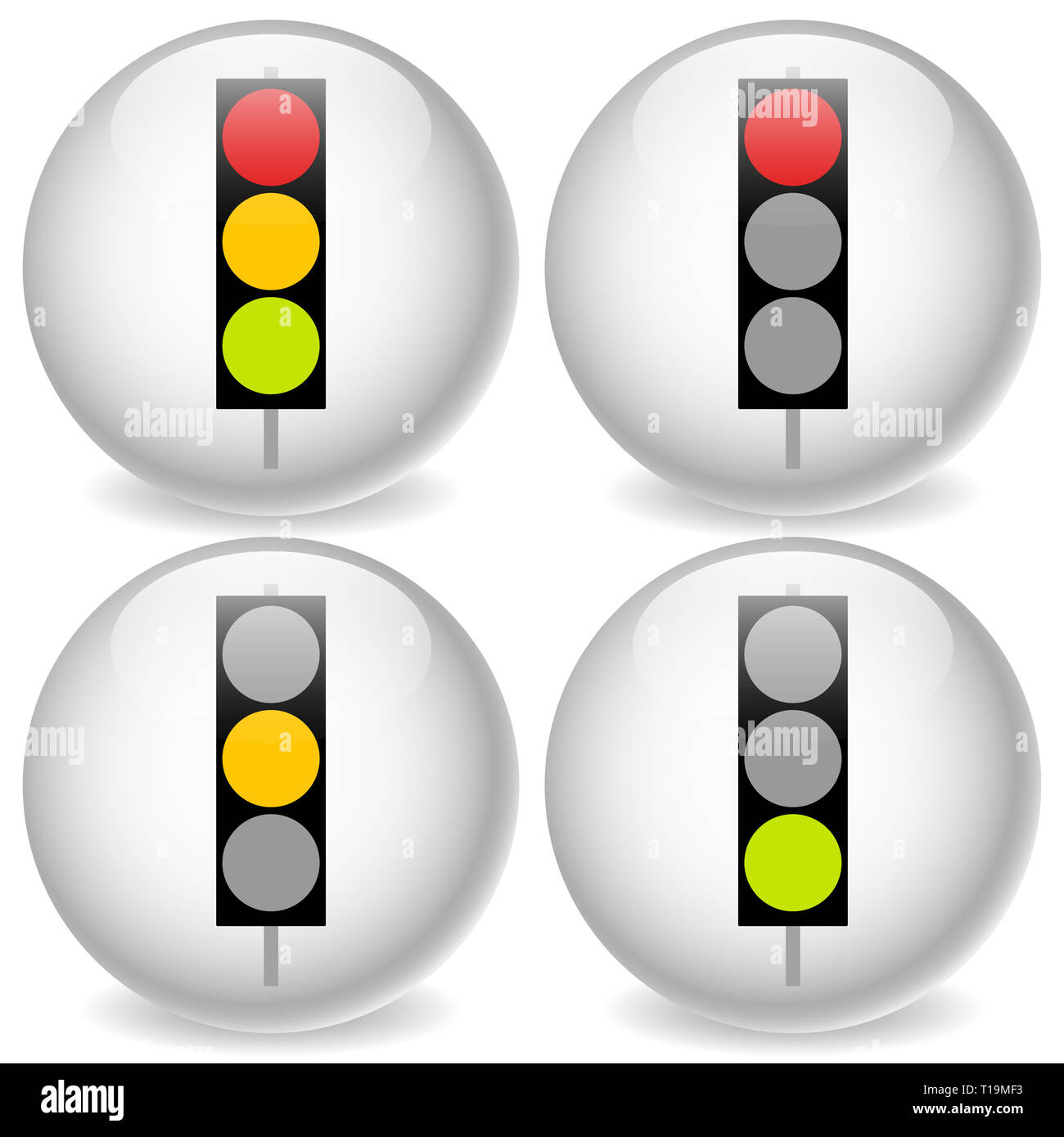 Set of Traffic Lamps, Semaphore Icons with Different Lights On Stock ...
