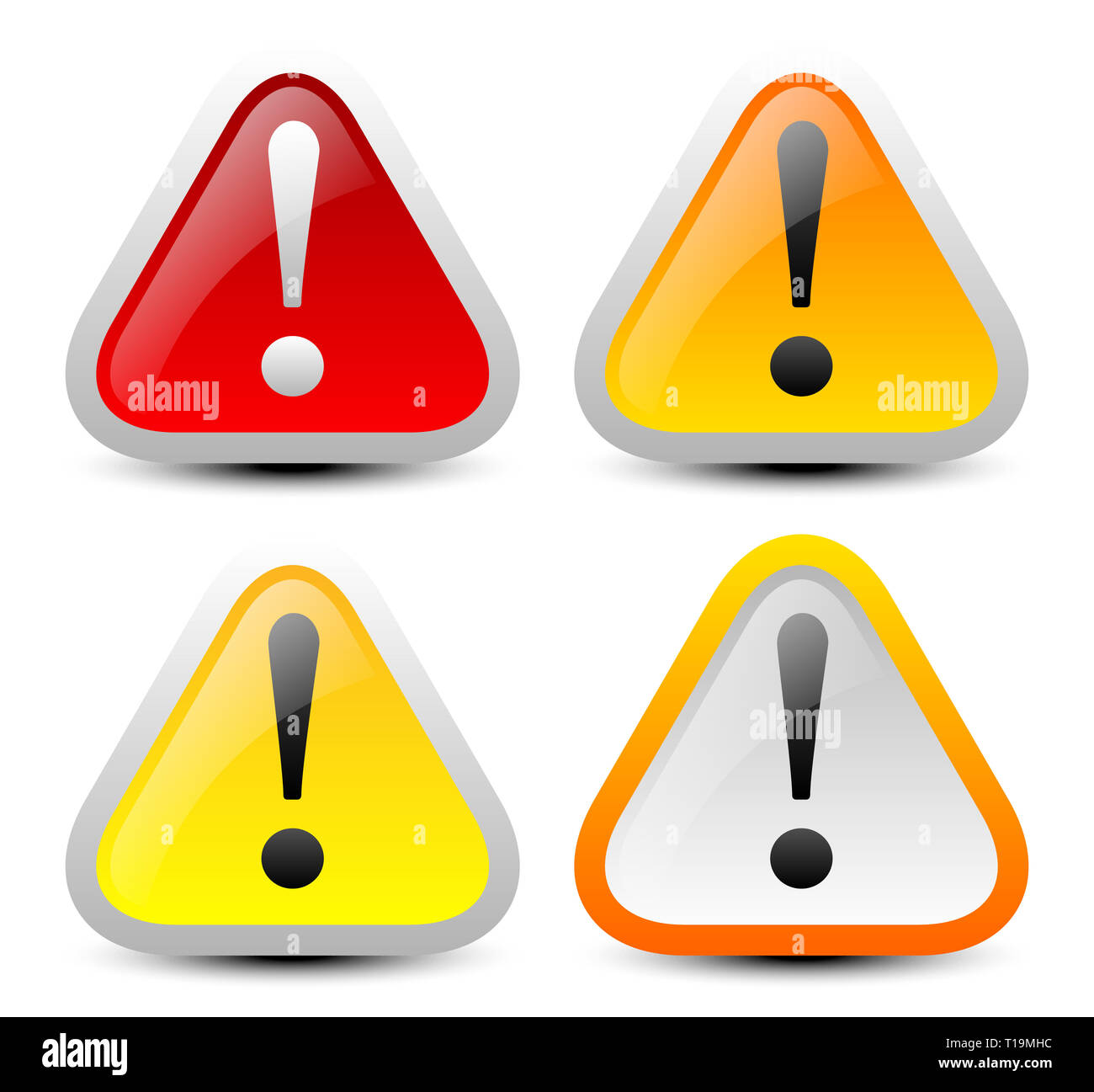 Glossy signs with exclamation points Stock Photo - Alamy