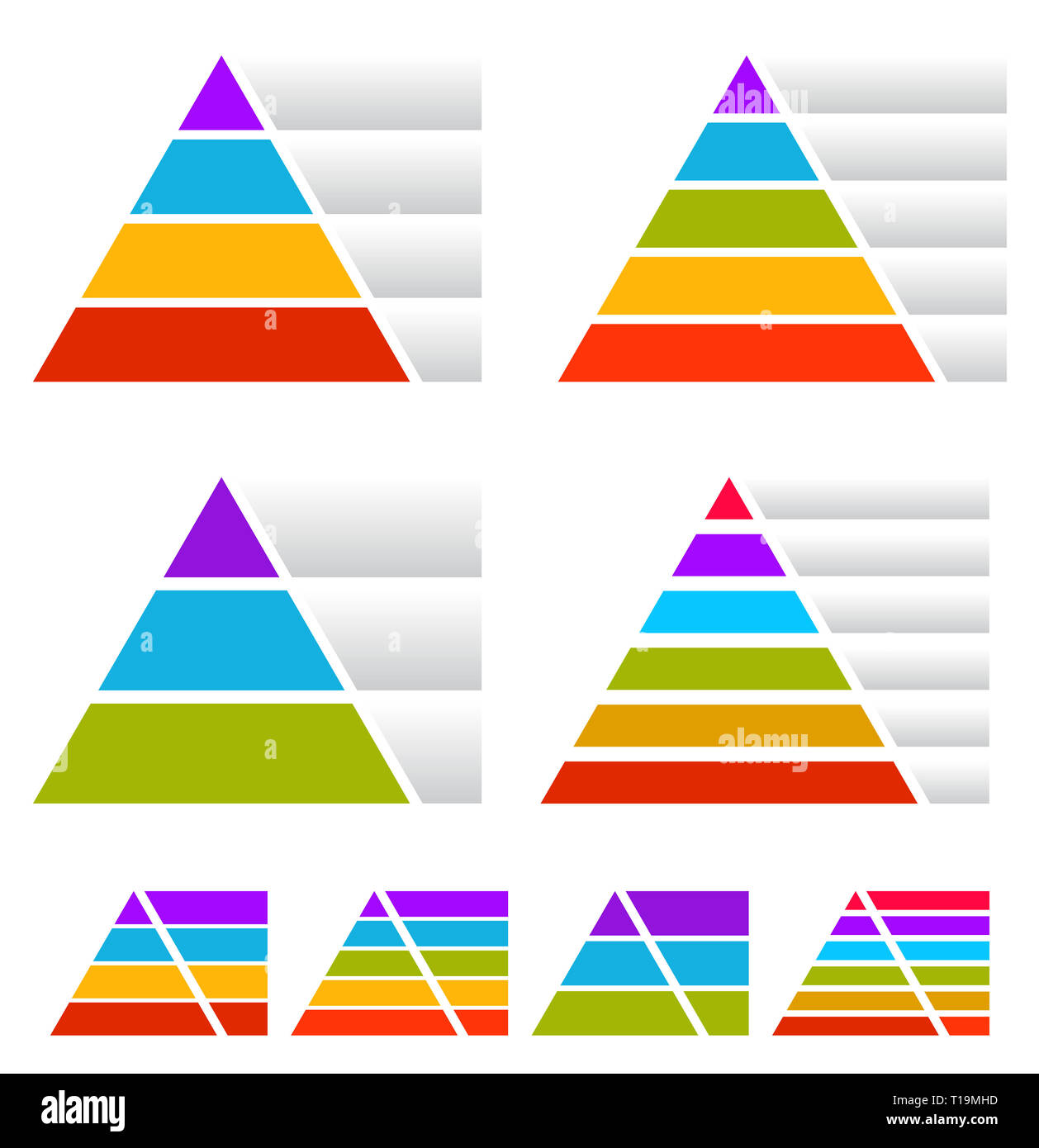 Triangle, pyramid charts with banners Stock Photo - Alamy