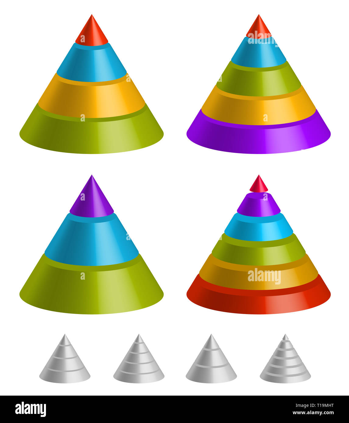 Pointed triangular shapes. Pyramid, triangle charts Stock Photo - Alamy