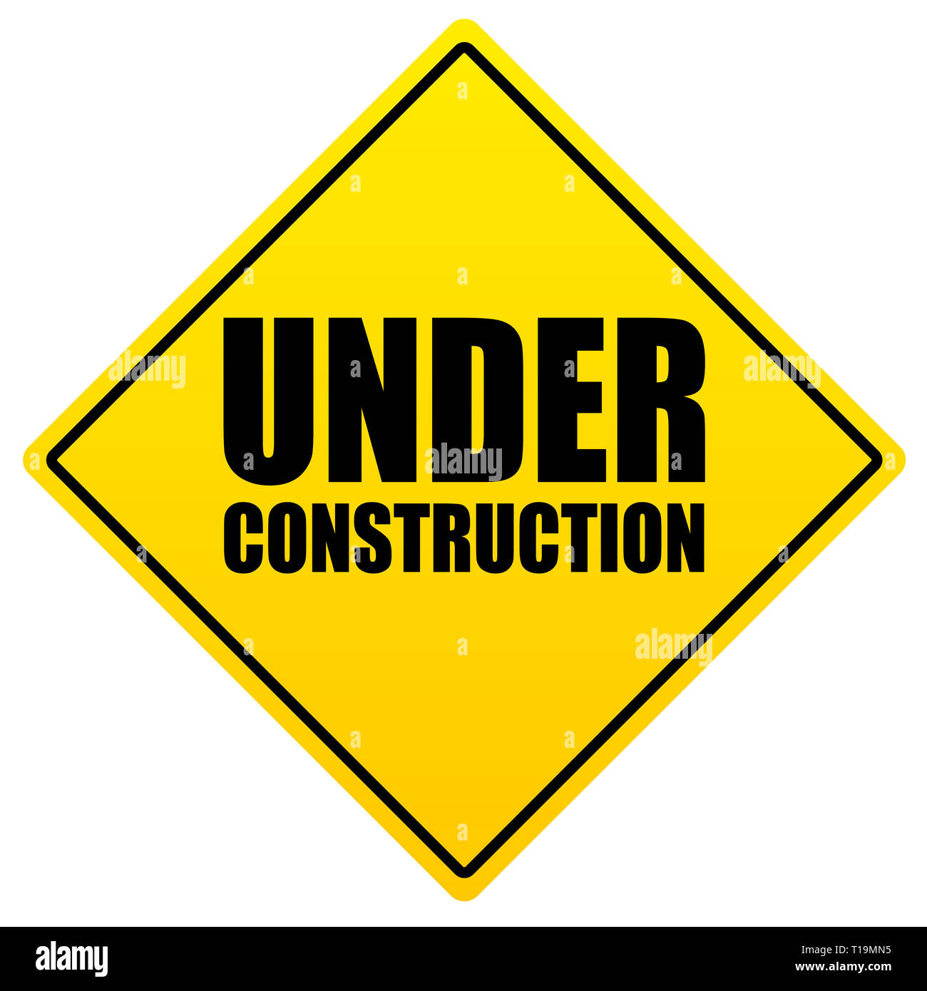Bold under construction text on yellow sign Stock Photo - Alamy