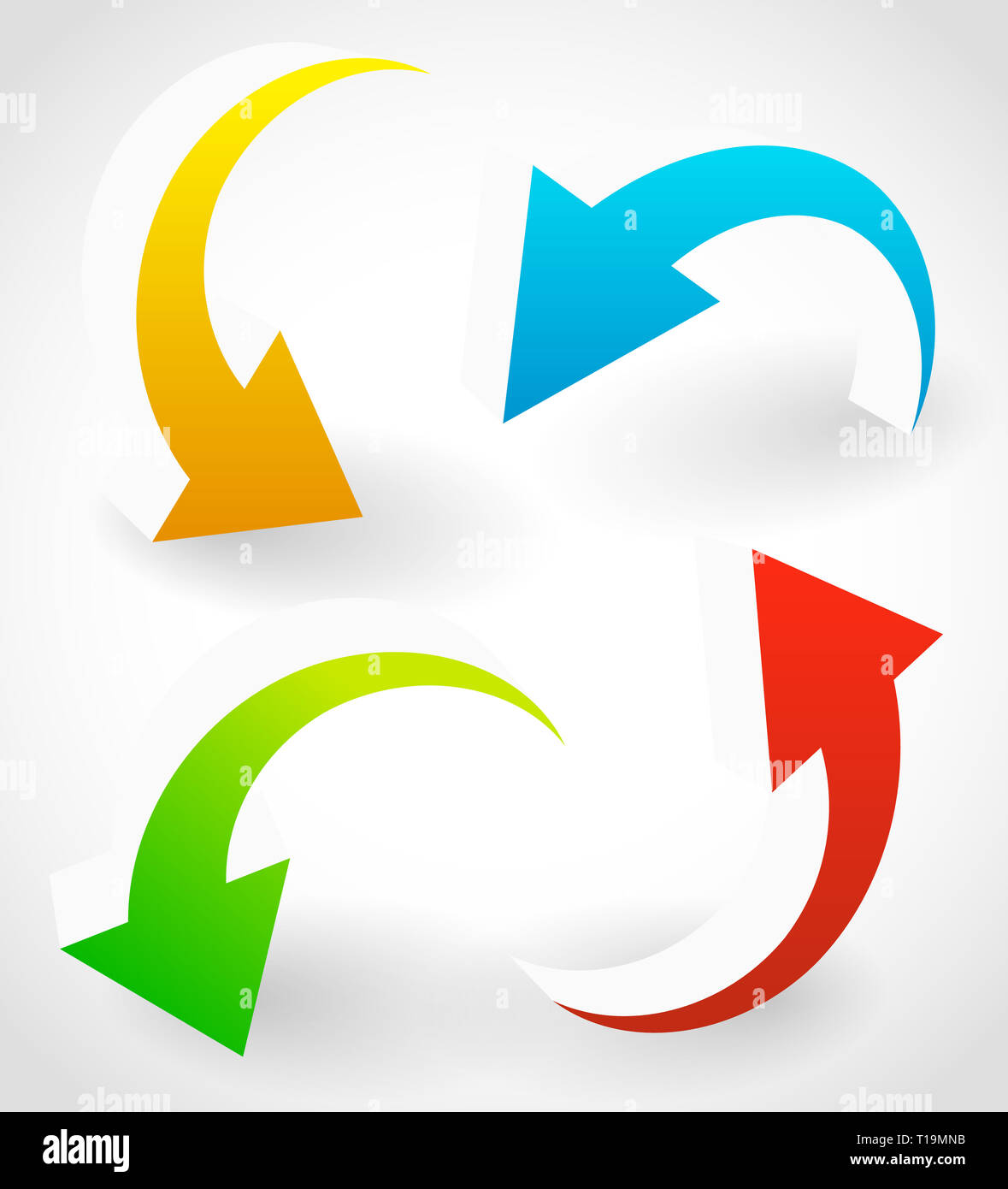 Curved, Bent Colorful Vector Arrow Elements Isolated on White. Eps 10 ...