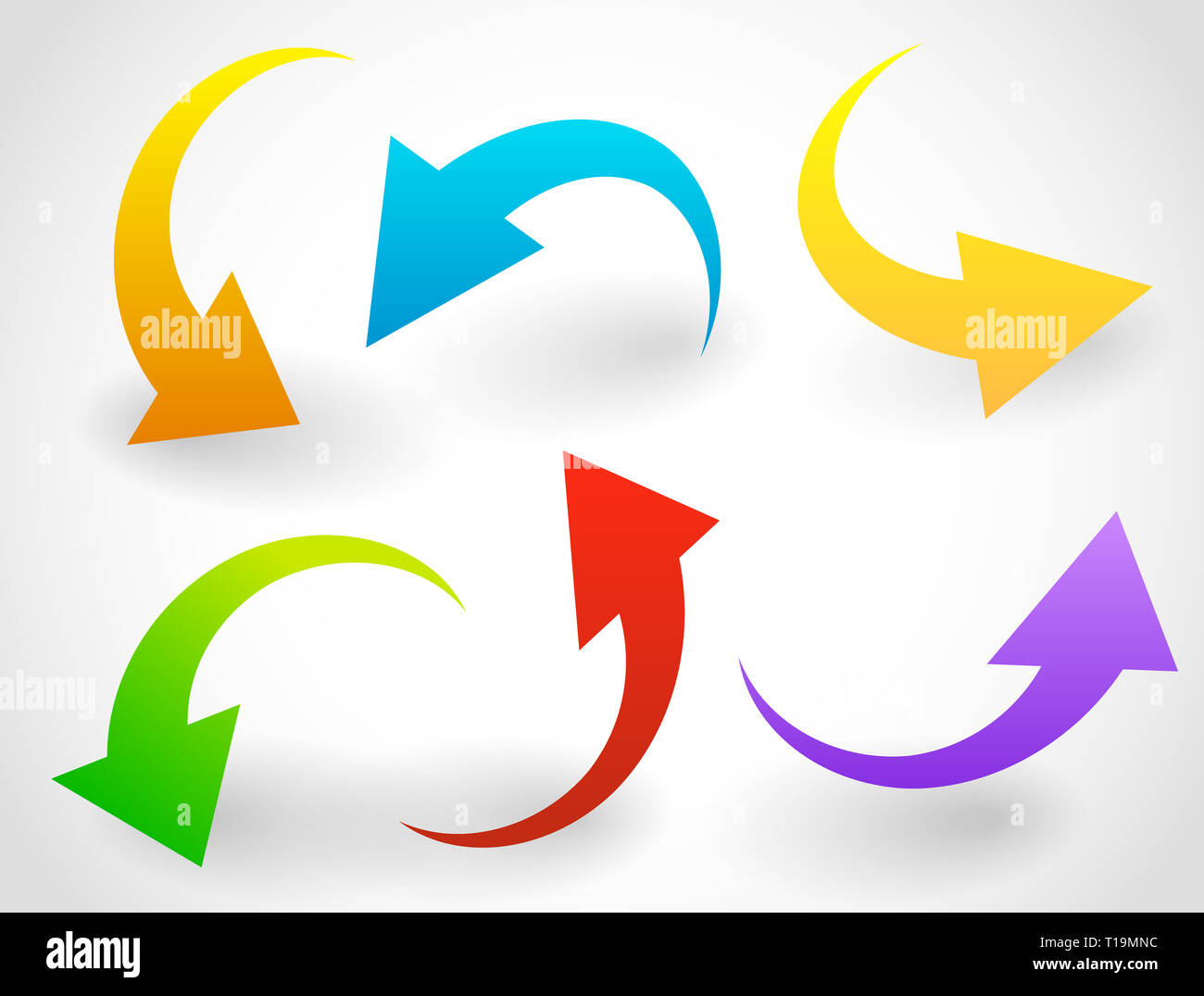 Curved, Bent Colorful Vector Arrow Elements Isolated on White. Eps 10 ...