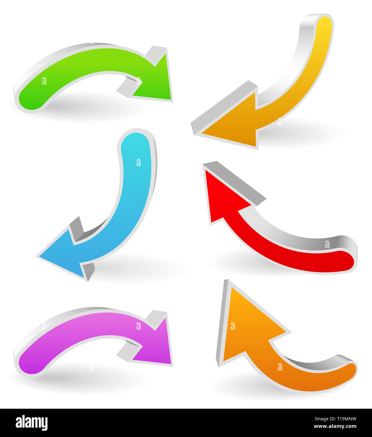 Curved, Bent Colorful Vector Arrow Elements Isolated on White. Eps 10 ...