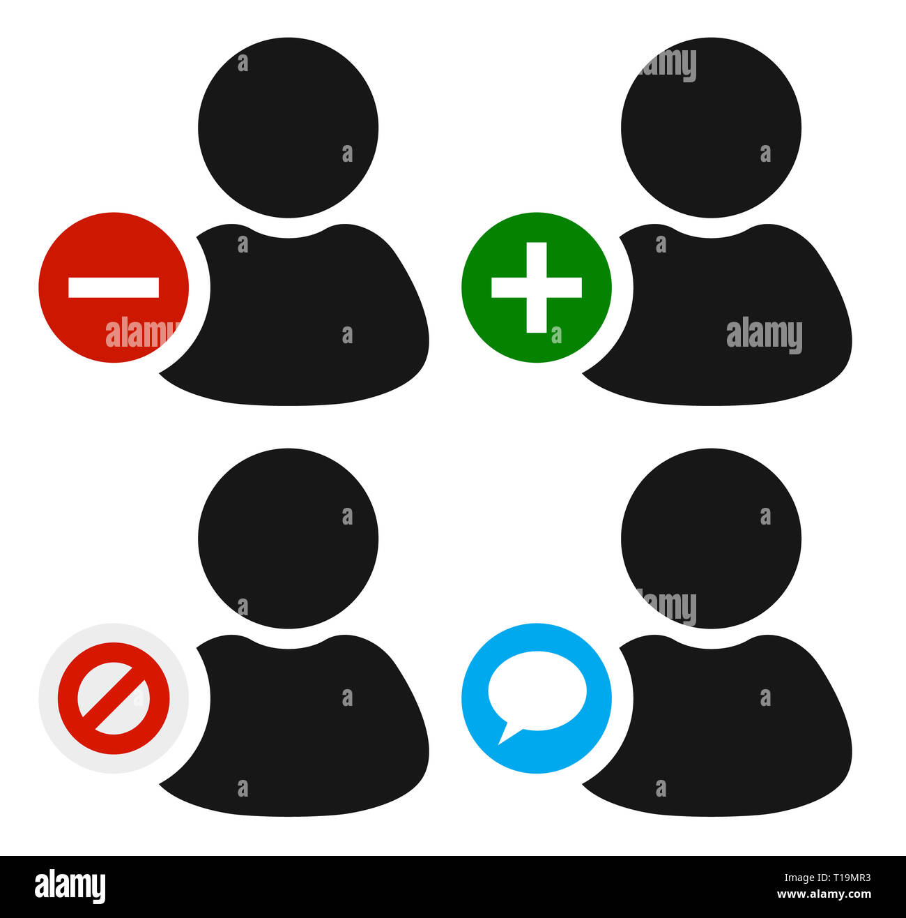User icons. Remove, add, mute or ban and chat icons Stock Photo - Alamy
