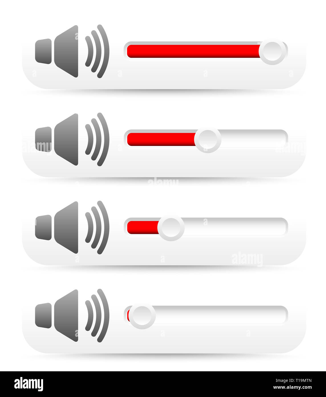 Volume control sliders on panels w/ speaker symbols Stock Photo - Alamy