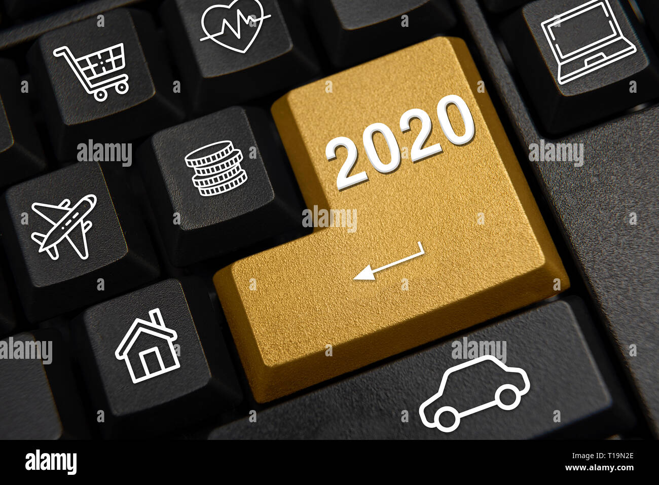 Computer keyboard and 2020 New Year's wish concept Stock Photo - Alamy