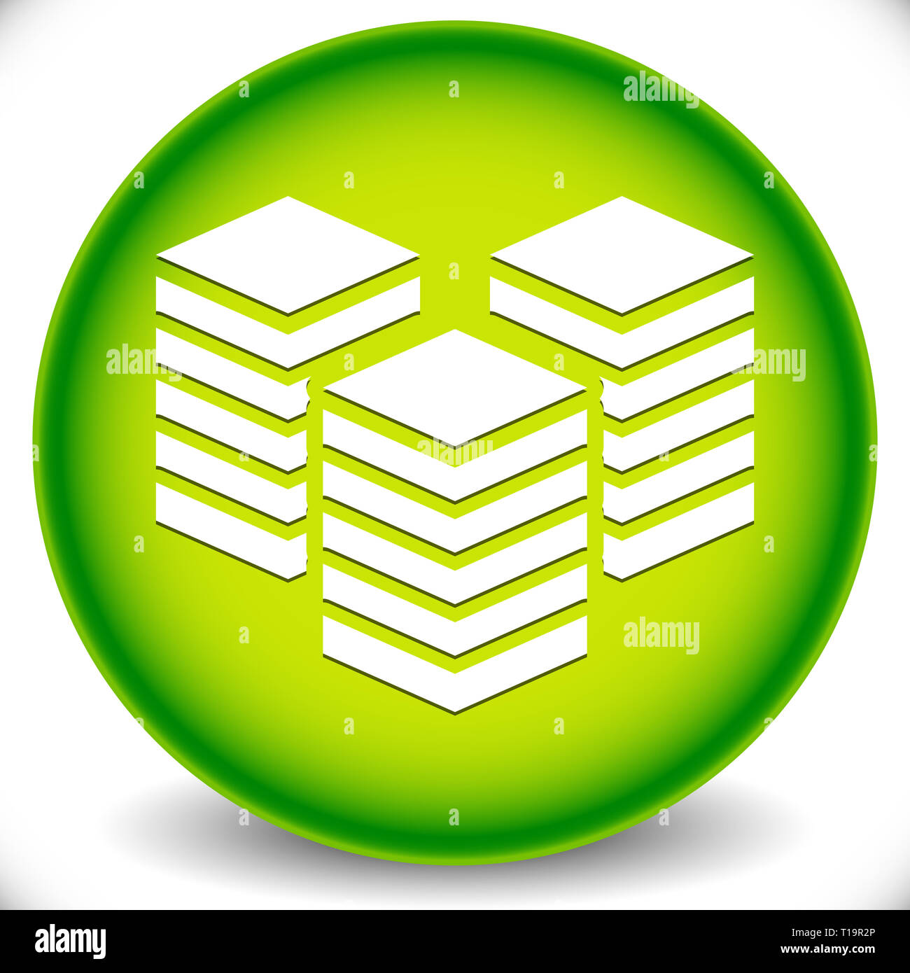Icon with Layered Tower Symbol for Webhosting, Server, Database ...