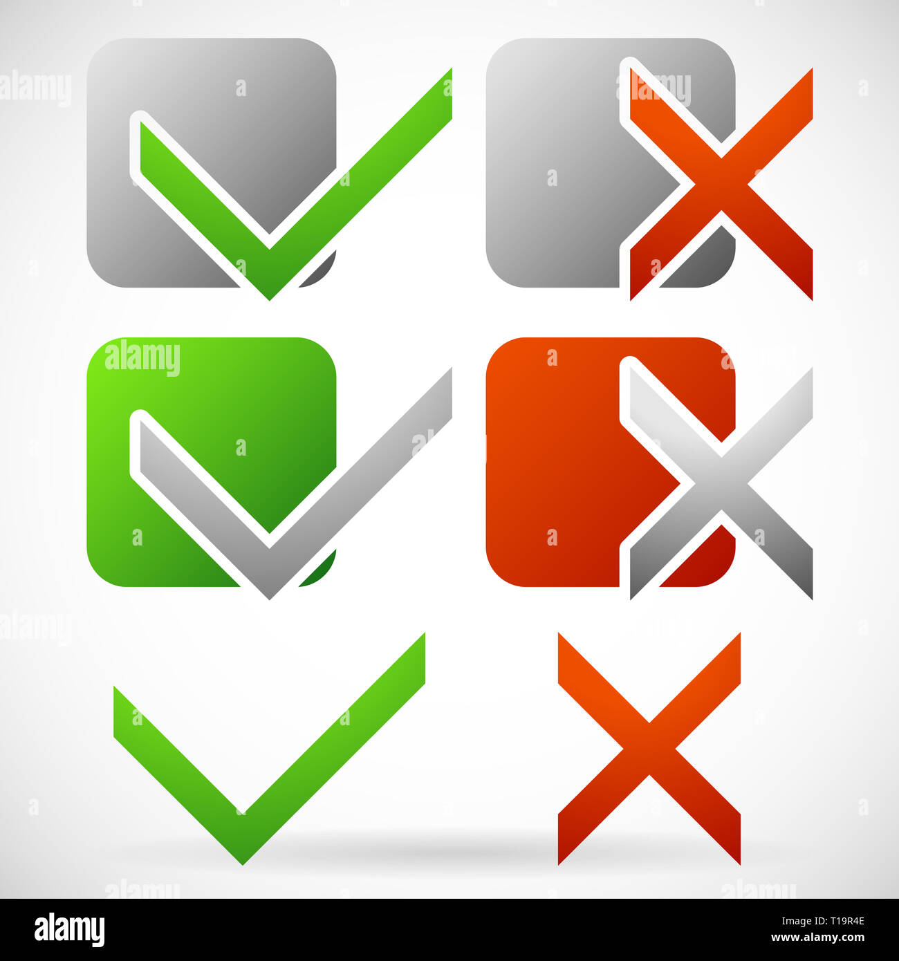 Set of Various Simple Check mark and Cross Symbols Stock Photo - Alamy