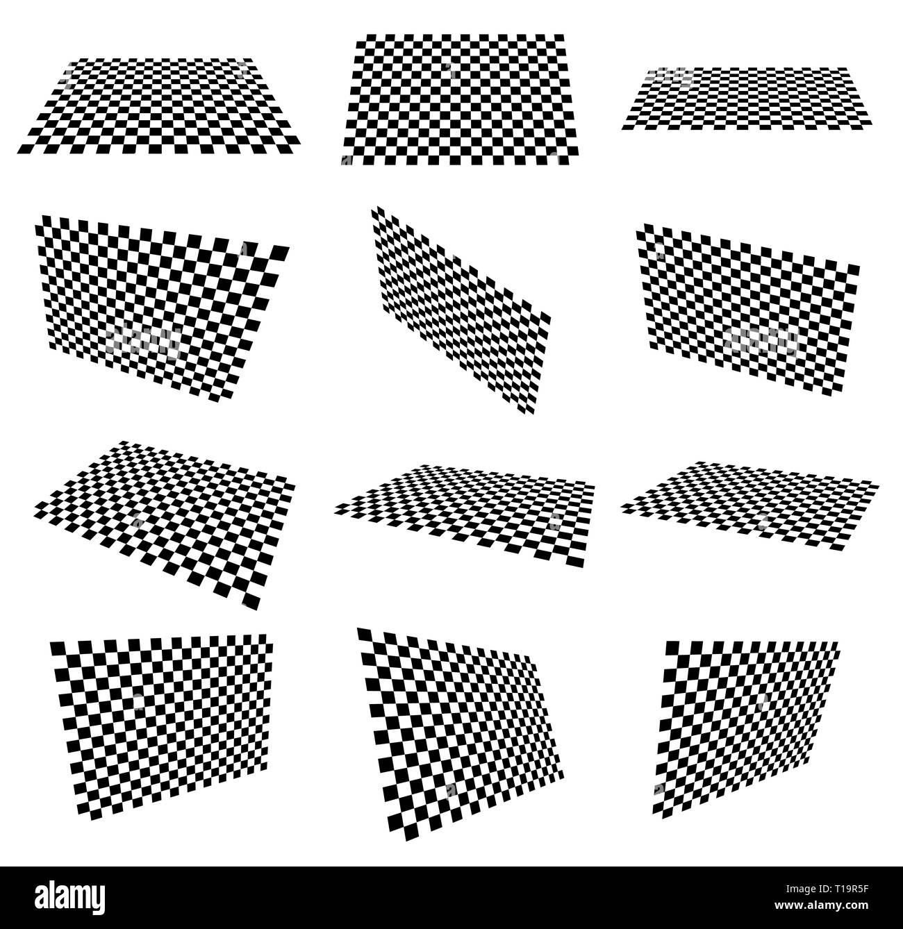 Set of checkered planes in different angle, perspective Stock Photo - Alamy