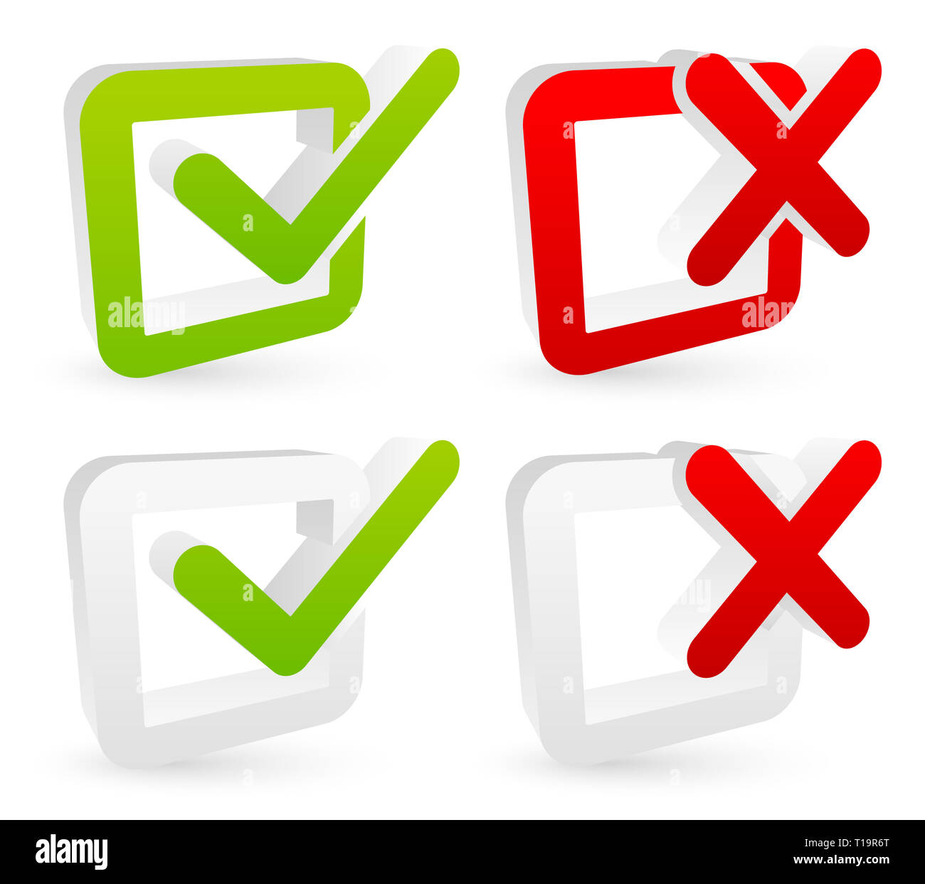 Stylish checkmark and cross set with green, red and grey colors - For ...