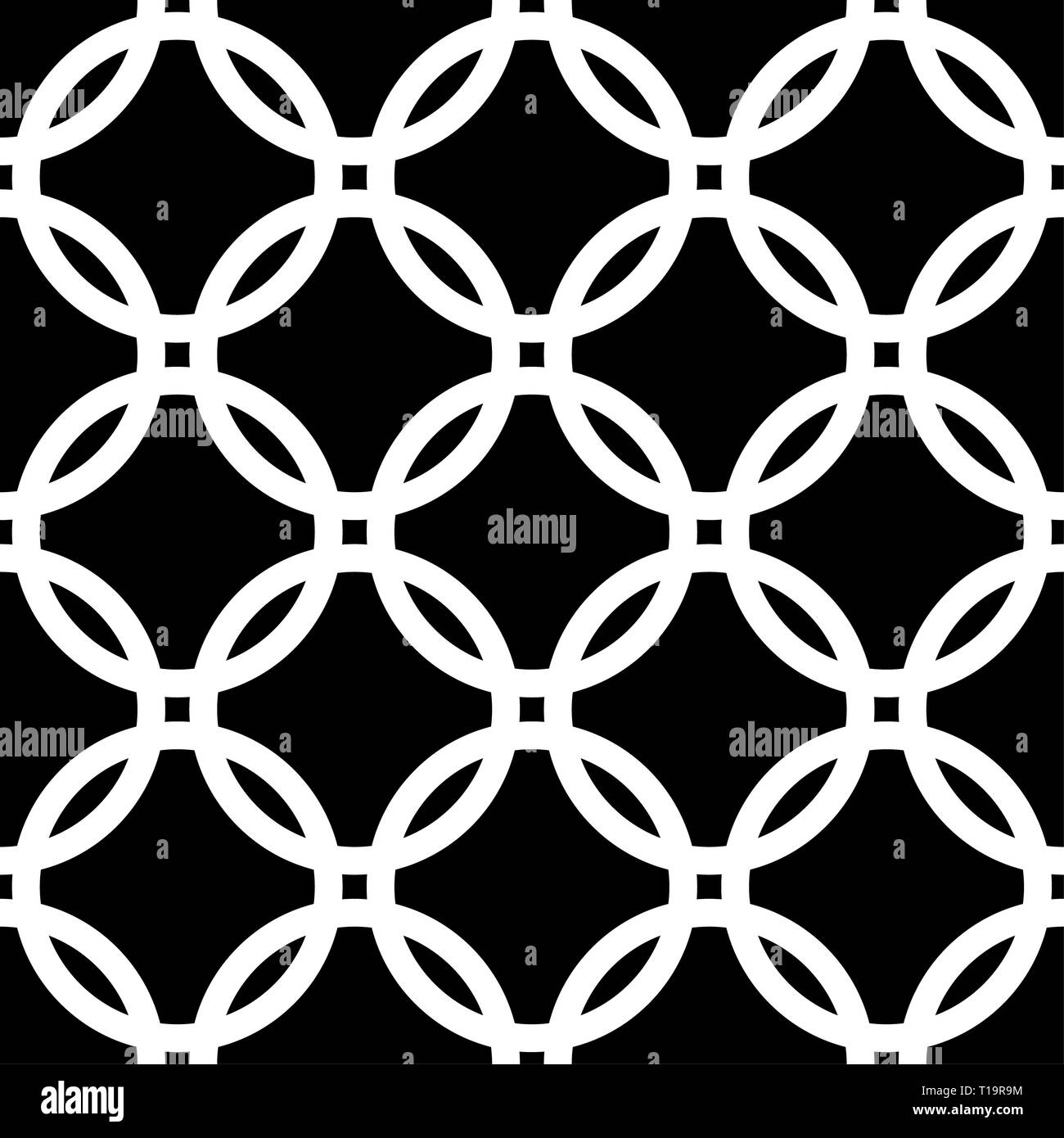 Interlocking Circles Repeatable Monochrome Vector Pattern Background