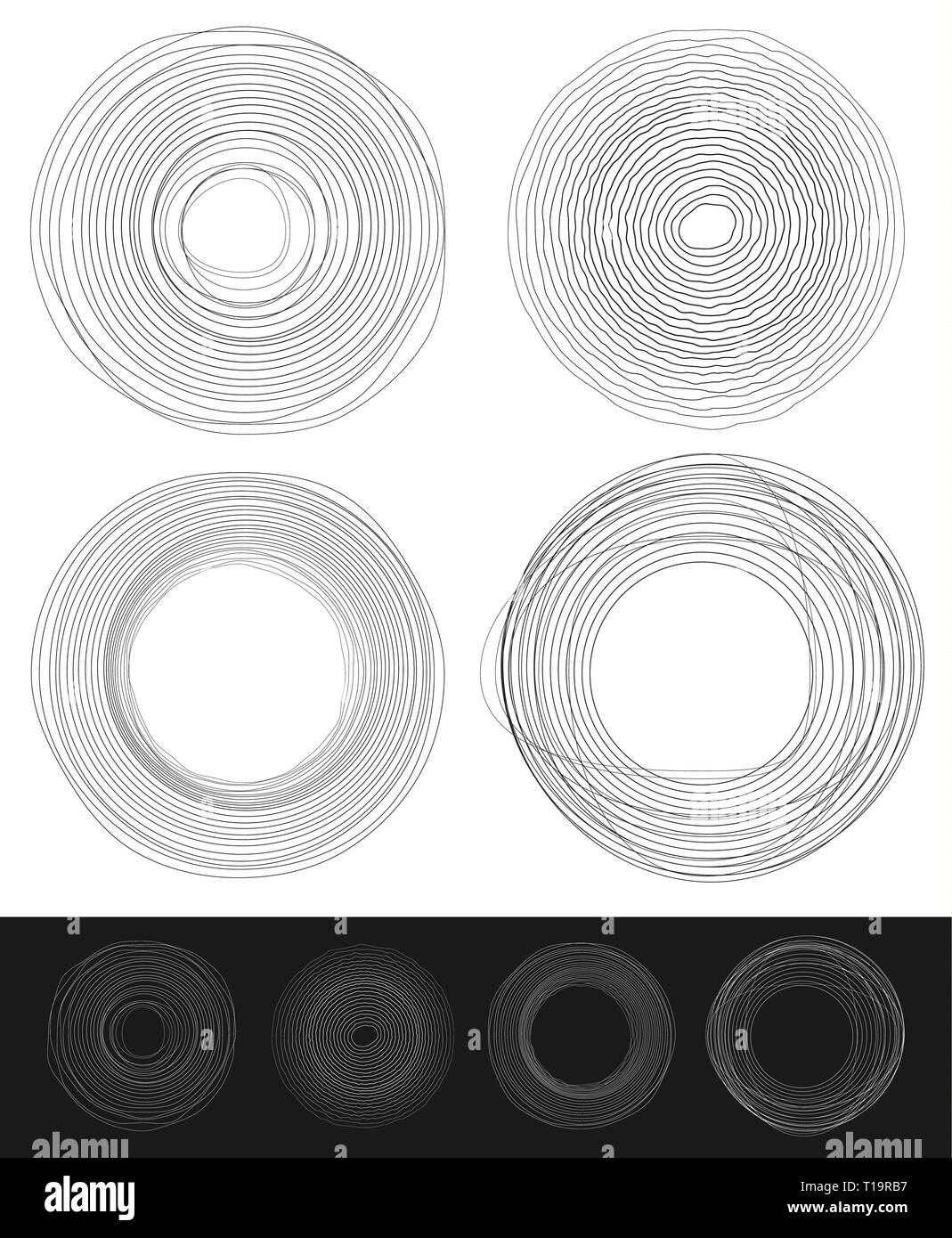 Cyclic random circles, abstract elements in black and white Stock Photo ...