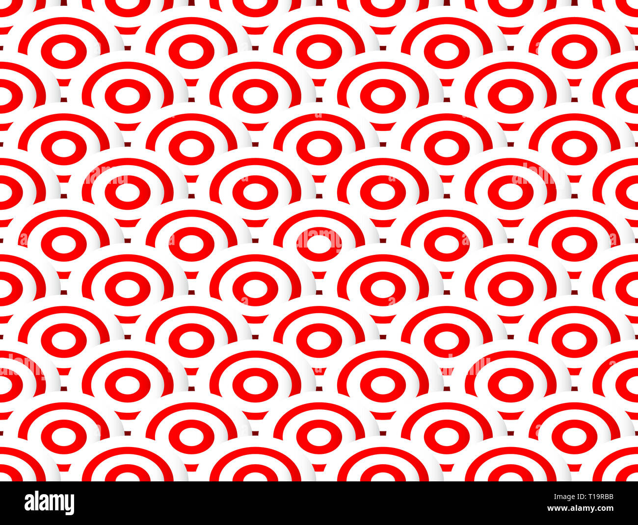 Red and white concentric circles abstract pattern. Seamlessly ...