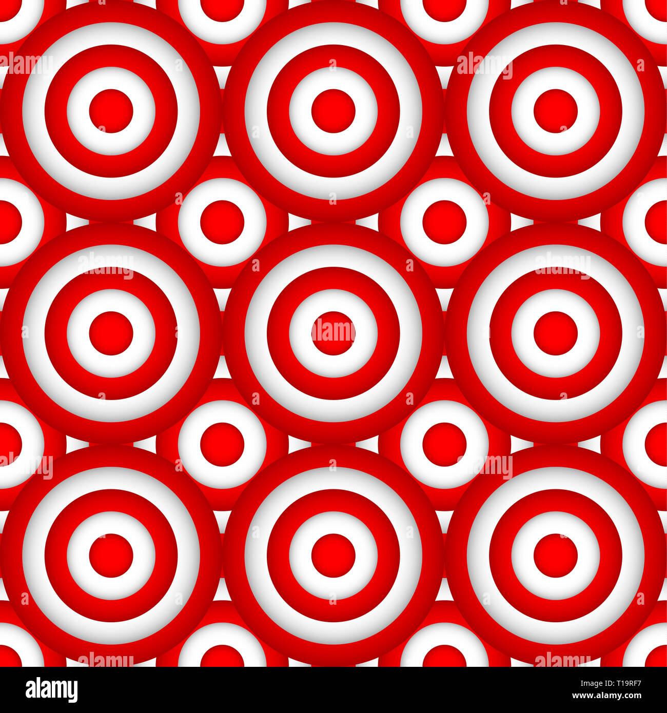 Red and white concentric circles abstract pattern. Seamlessly ...